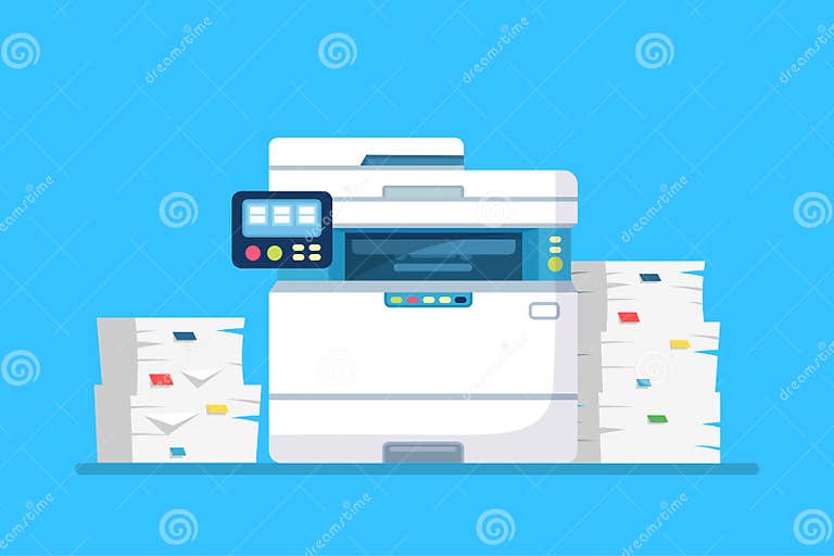 Printer, Office Machine with Paper, Document Stack. Scanner, Copy ...