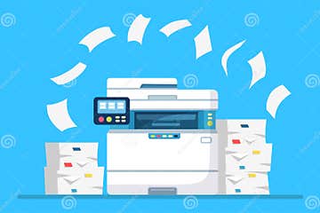 Printer, Office Machine with Paper, Document Stack. Scanner, Copy ...