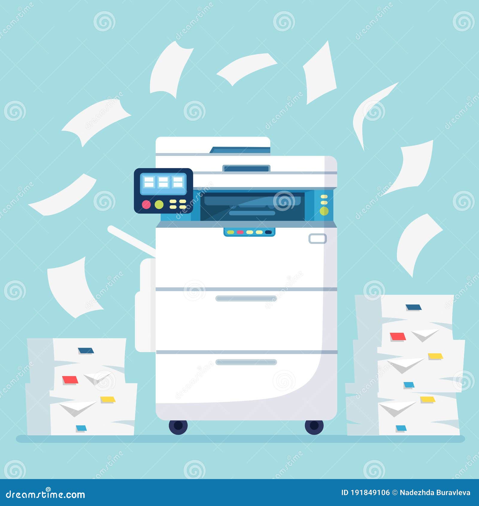MFP Machine Multifunction Printer Vector Icon Flat Cartoon Graphic ...