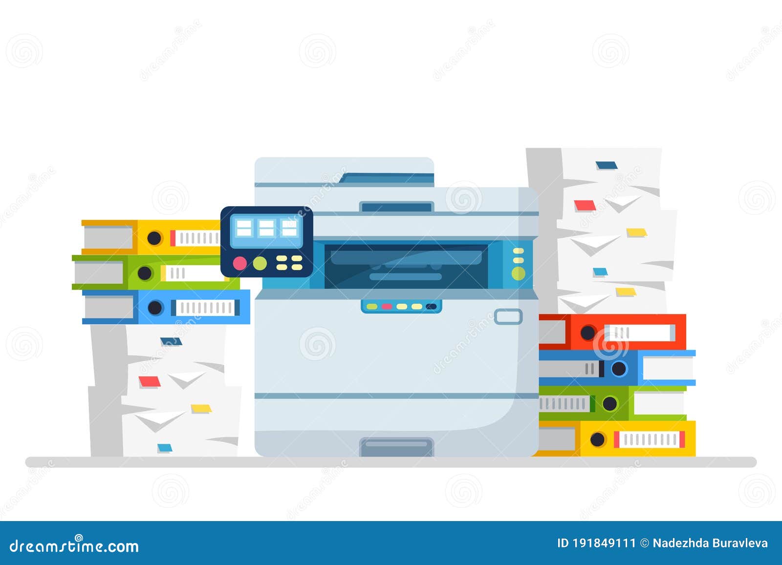 Printer, Office Machine with Paper, Document Stack. Scanner, Copy ...