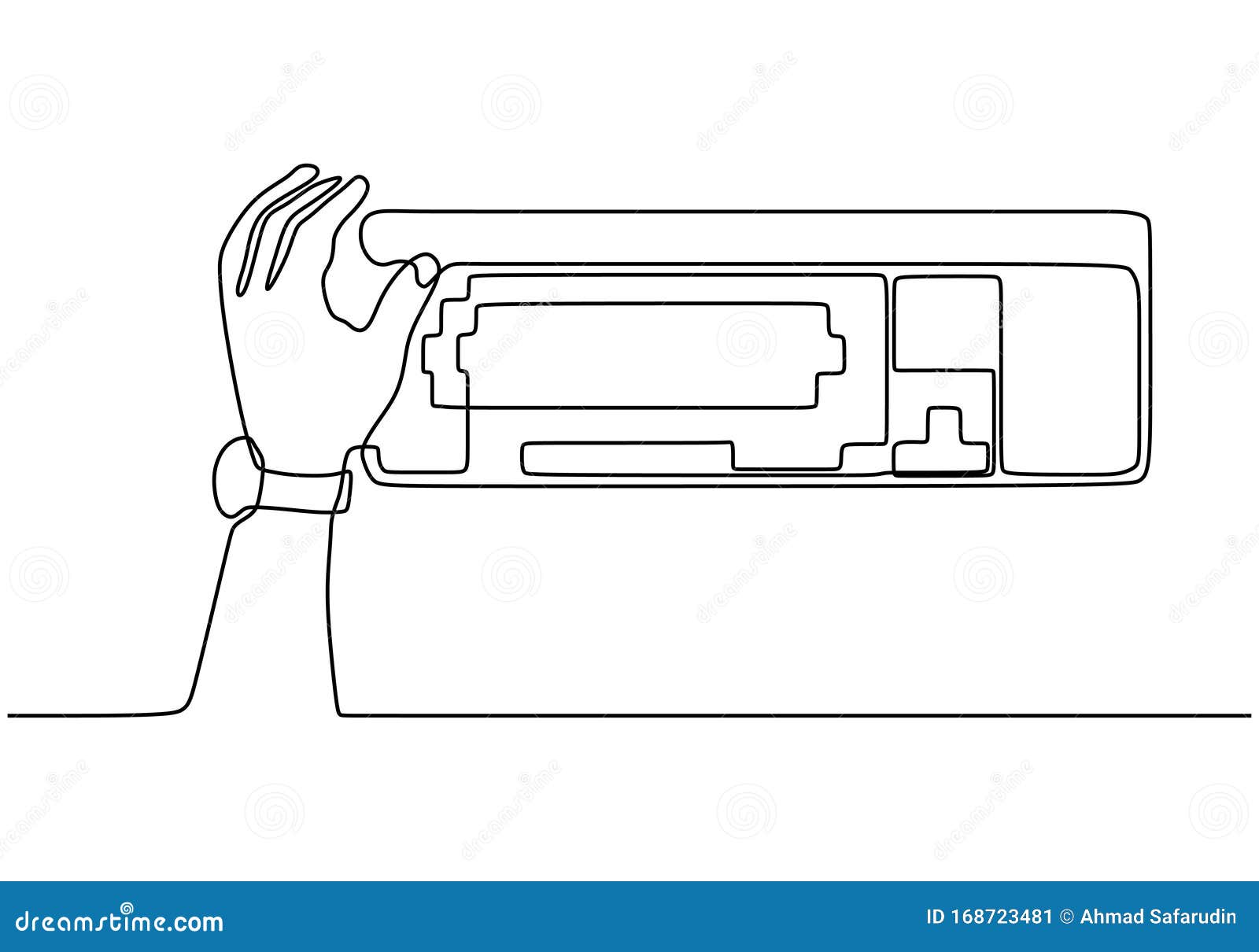 Printer One Line Drawing. Vector Electronic Object Isolated on White ...