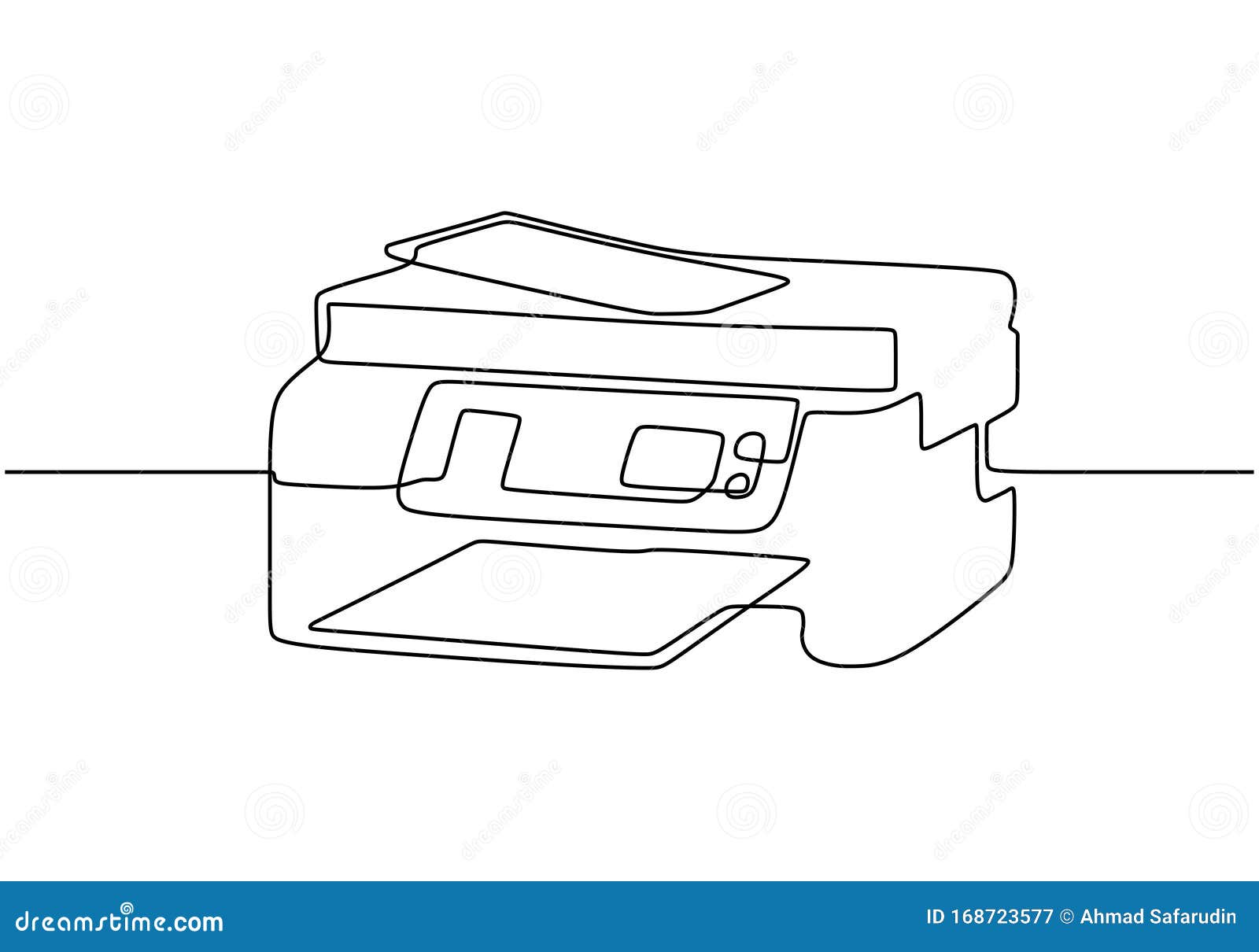 Printer One Line Drawing. Vector Electronic Object Isolated on White ...