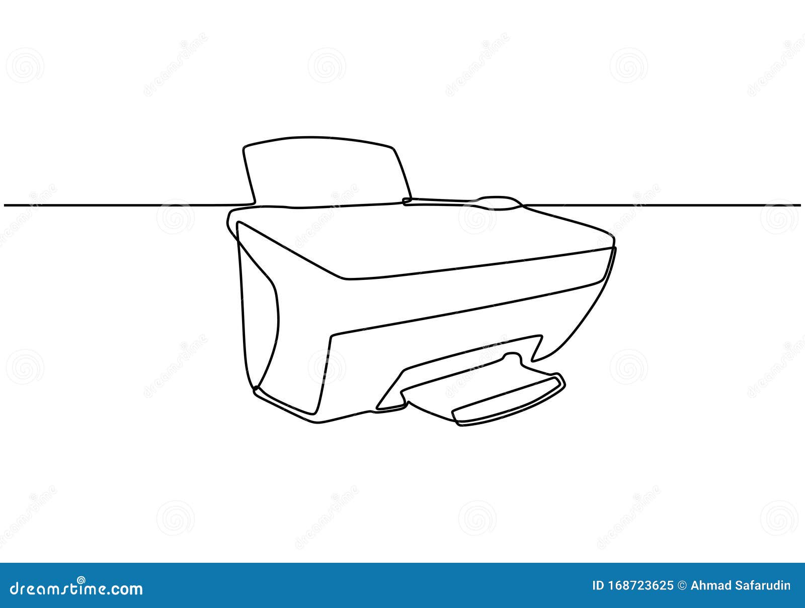 Printer One Line Drawing. Vector Electronic Object Isolated on White ...