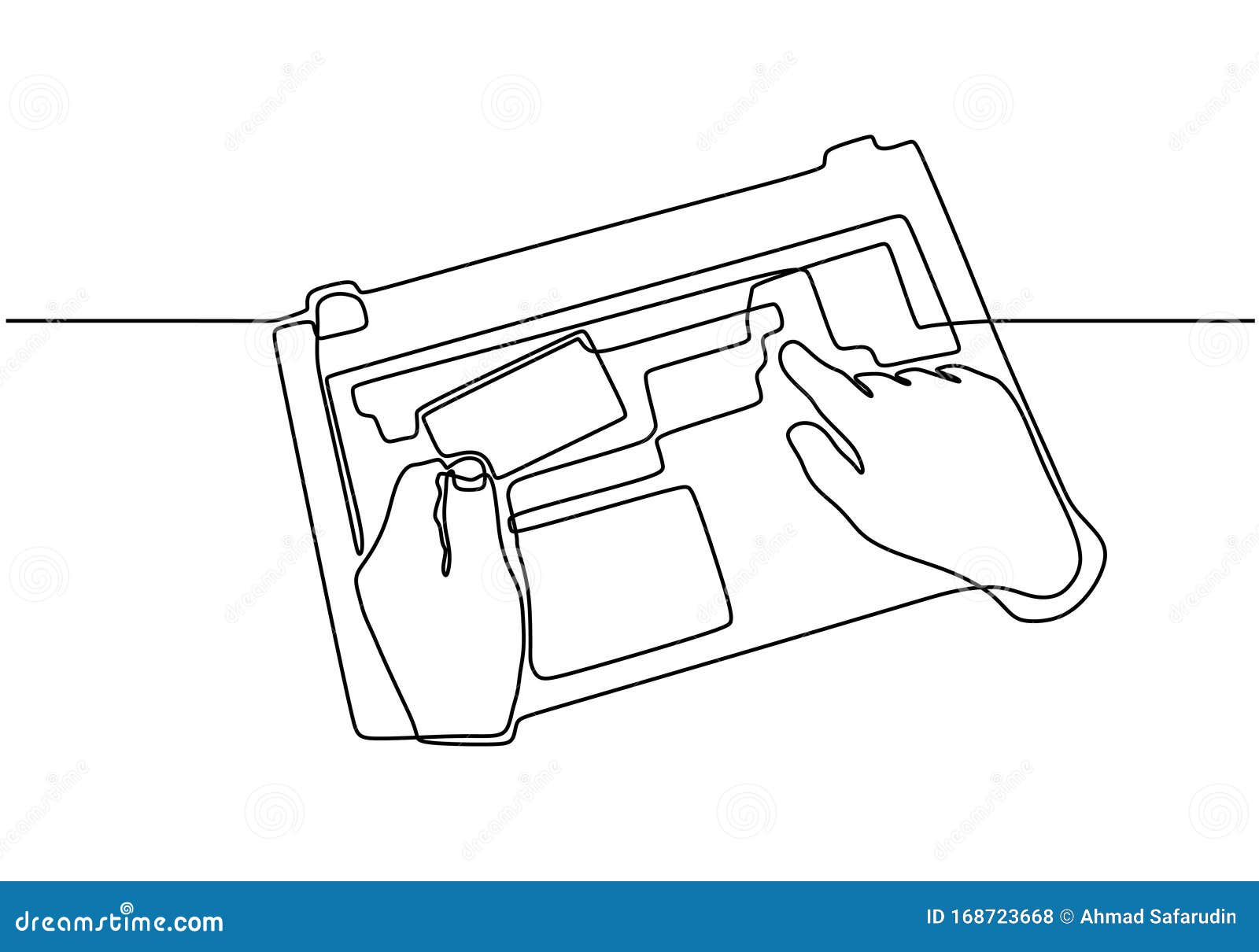 Printer One Line Drawing. Vector Electronic Object Isolated on White ...