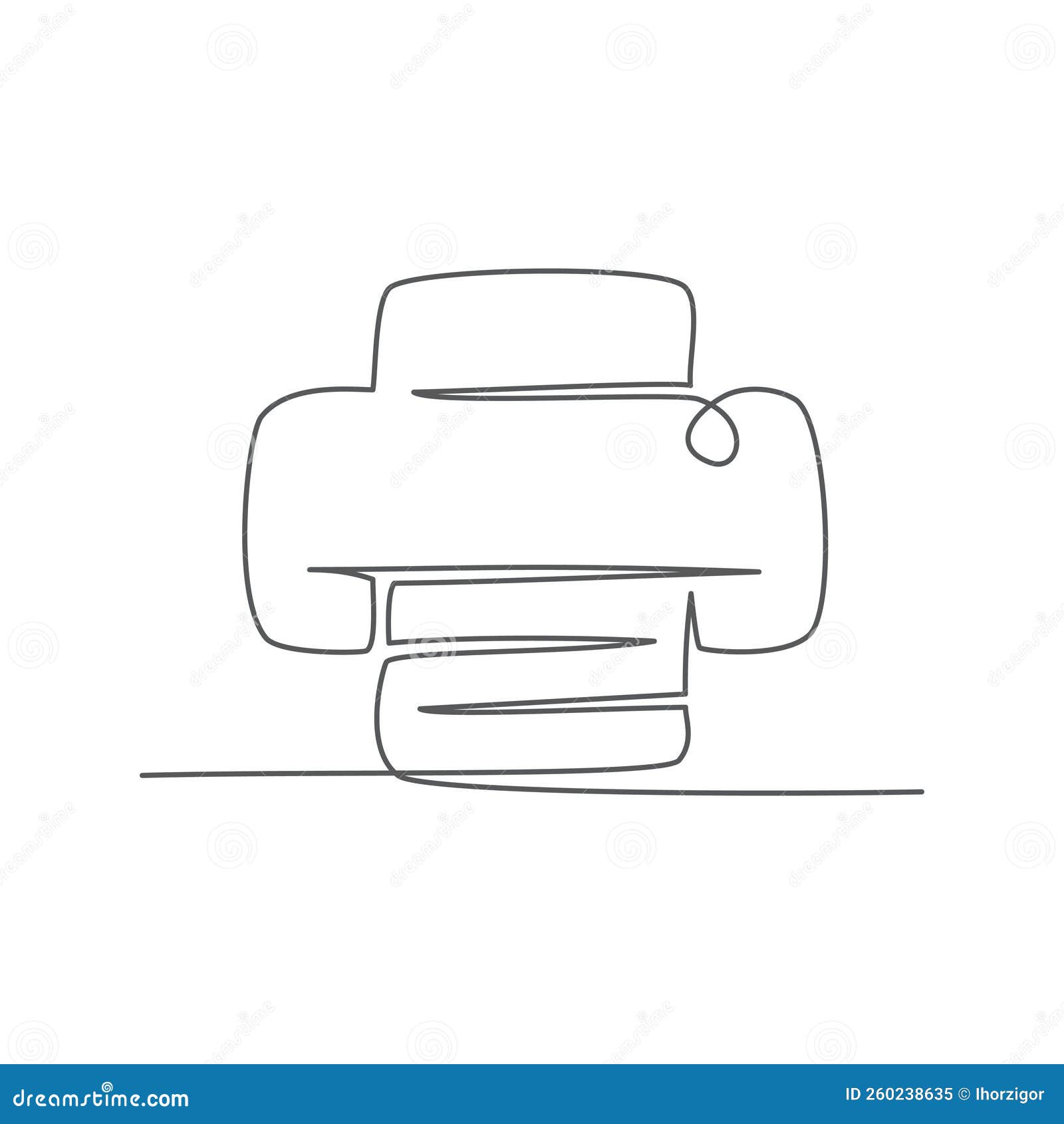 Printer One Line Drawing on White Background Stock Vector ...