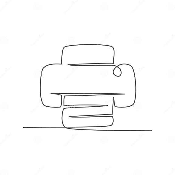 Printer One Line Drawing on White Background Stock Vector ...