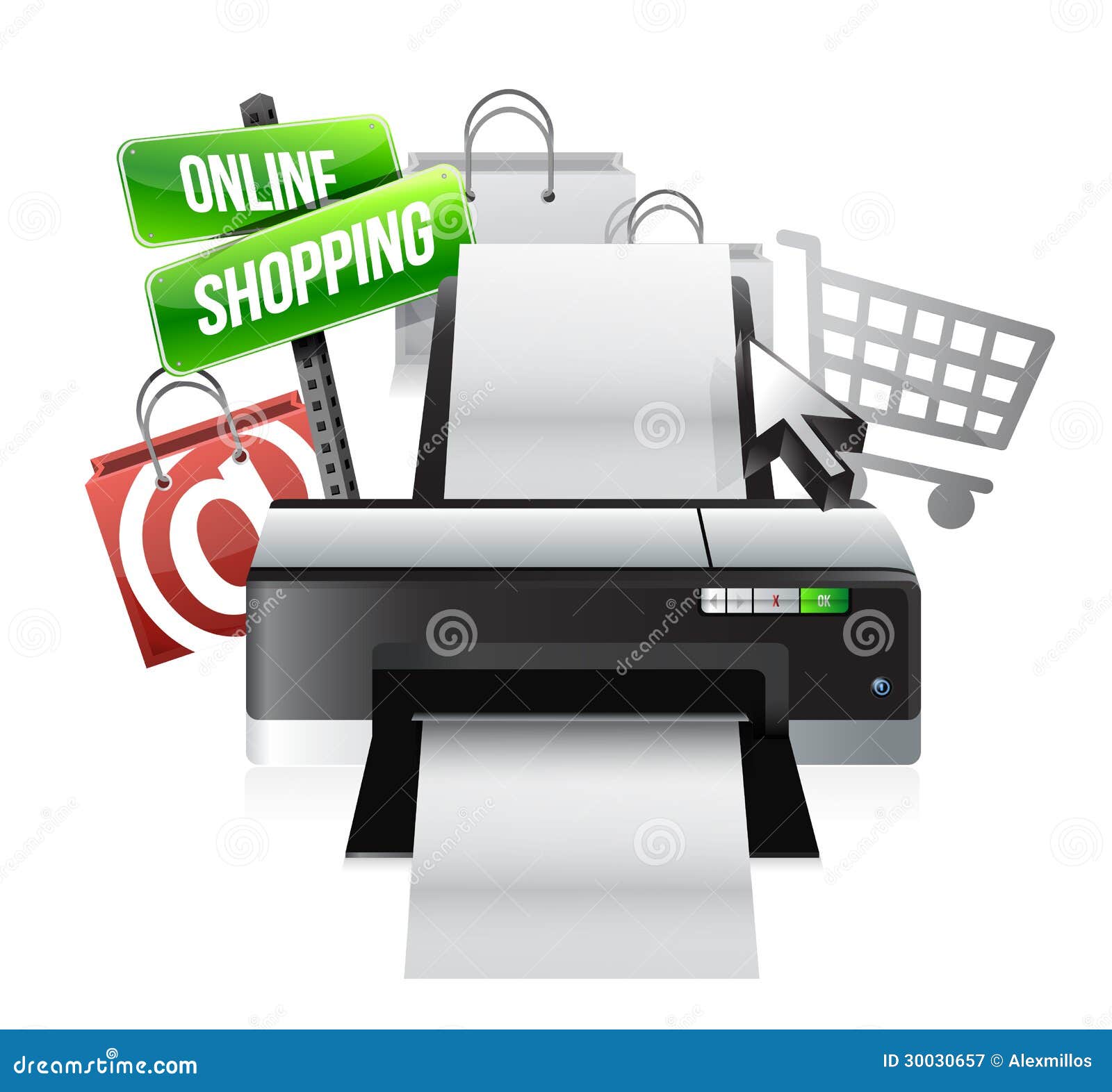 Printer Online Shopping Concept Stock Illustration - Illustration of ...