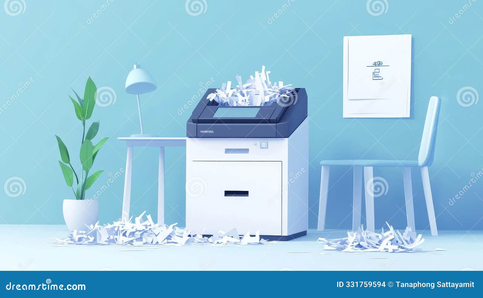 A Printer Overflowing with Shredded Paper Symbolizes Office ...