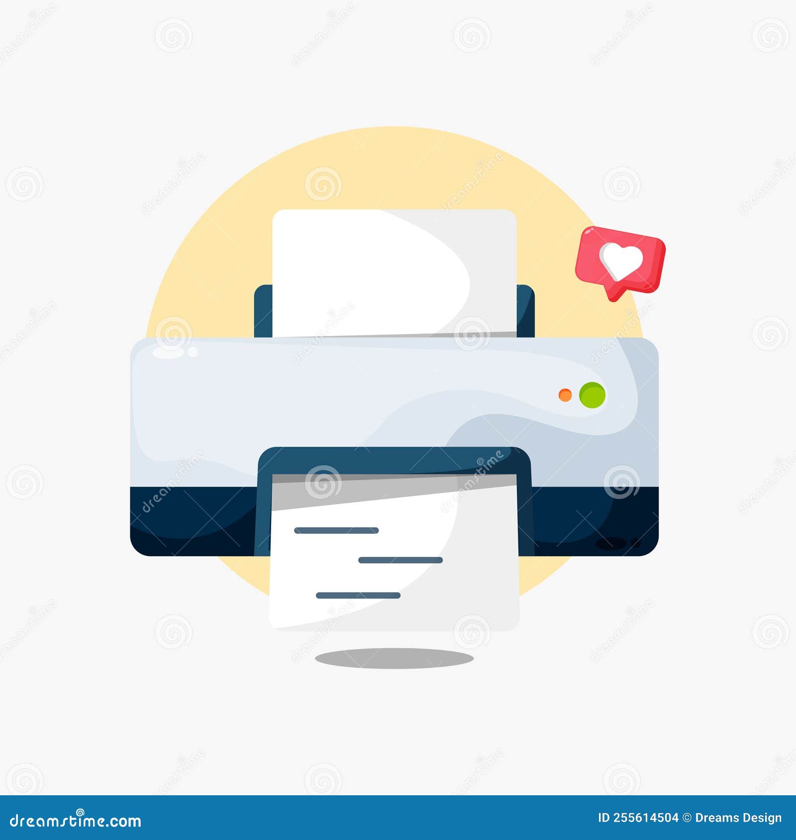Printer with paper icon stock vector. Illustration of folder - 255614504