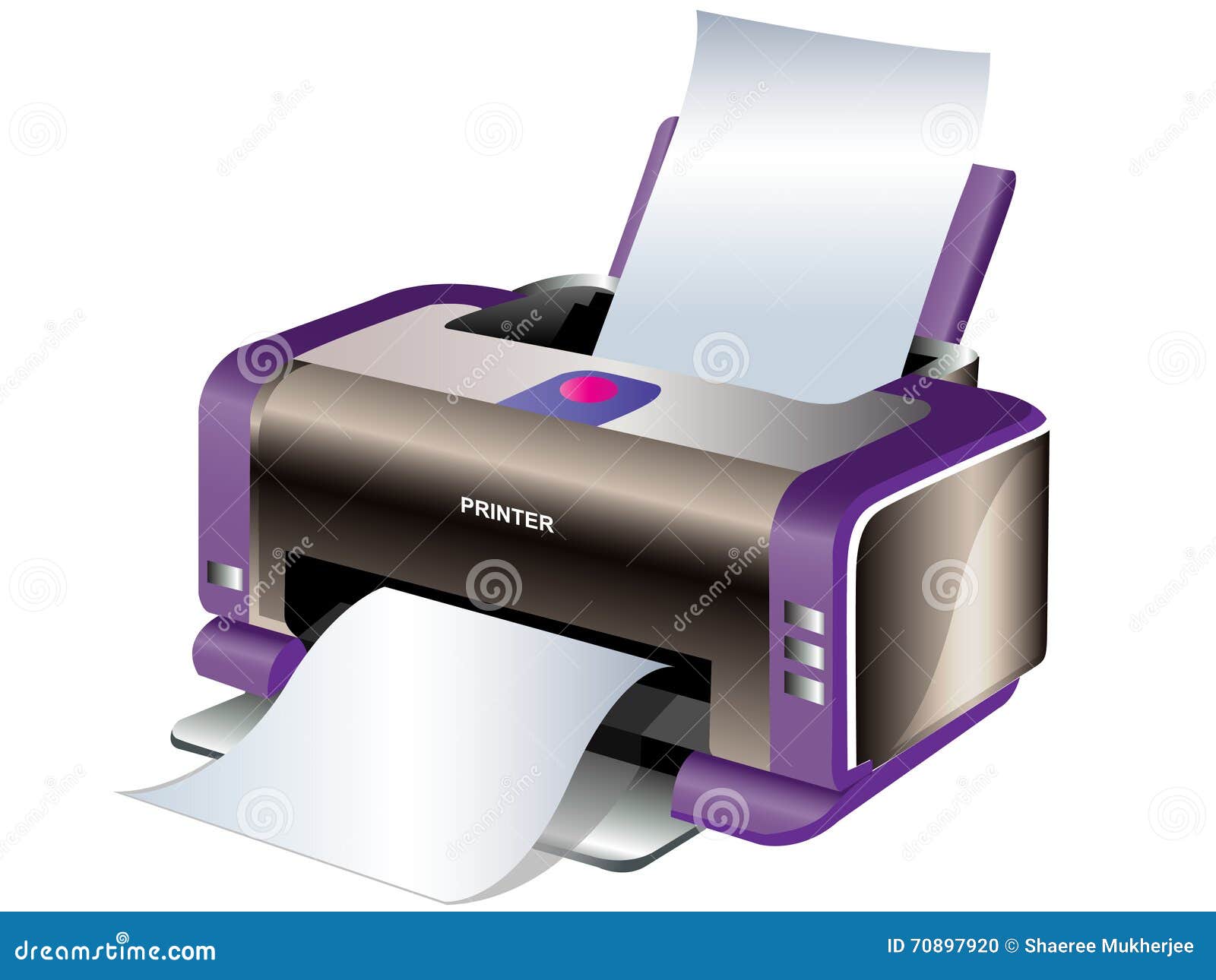 Printer with Paper Vector Illustration Stock Vector - Illustration of ...