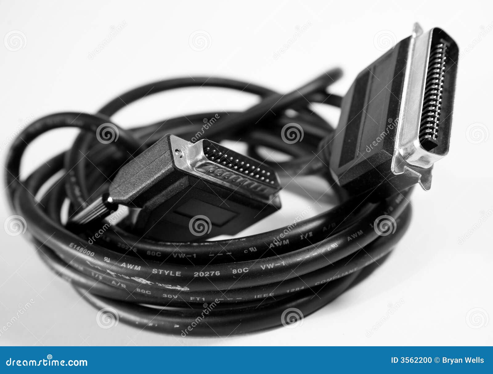 Printer parallel port cord stock photo. Image of port - 3562200