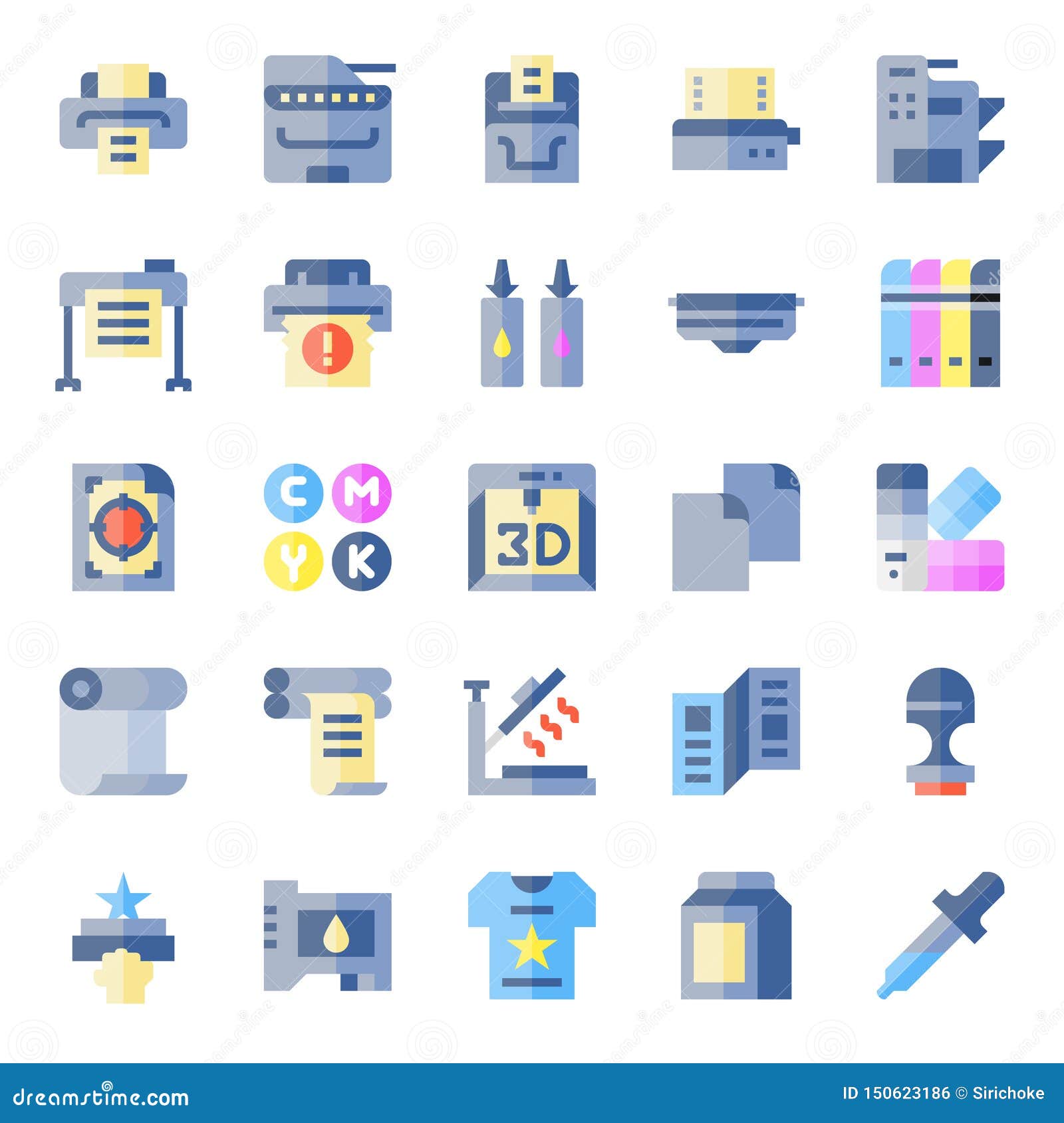 Printer and Plotter Flat Icons Stock Vector - Illustration of heat ...