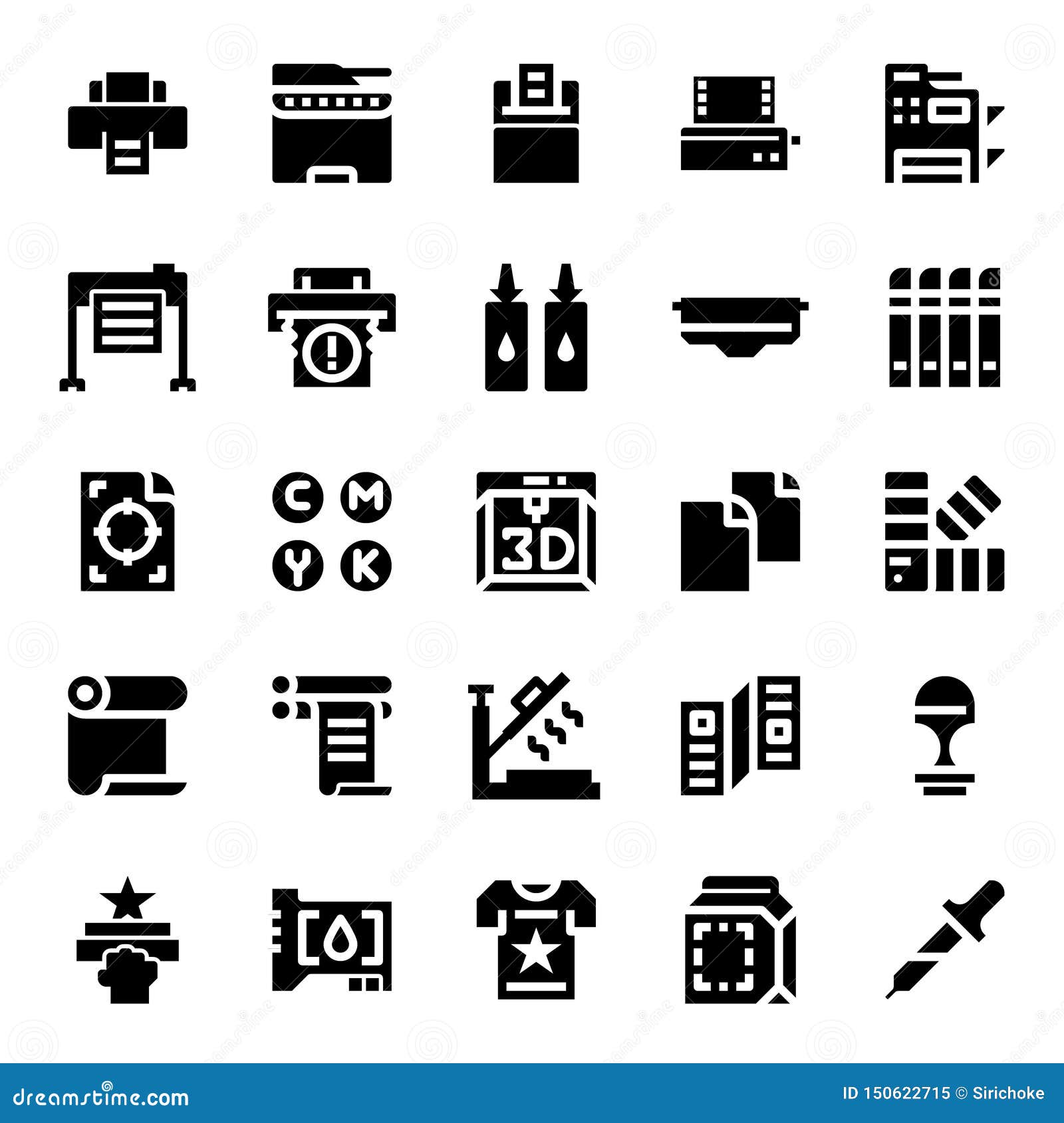 Printer and Plotter Solid Icons Stock Vector - Illustration of heat ...
