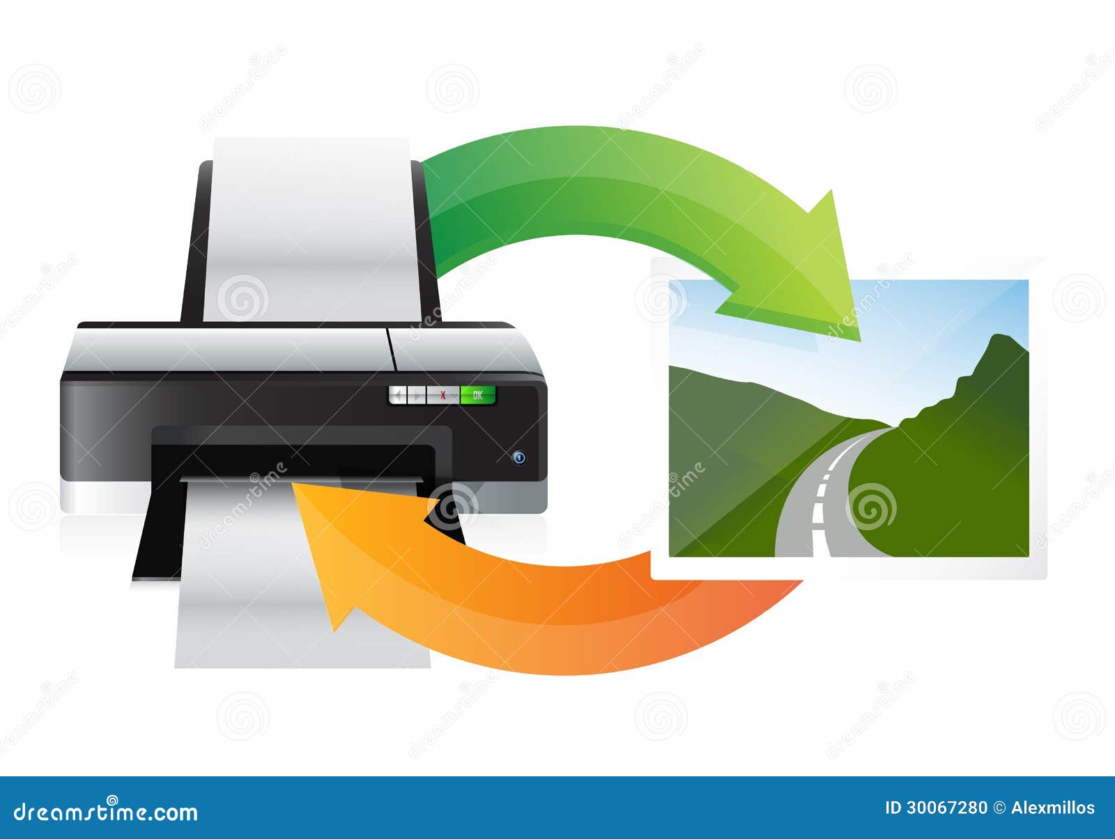 Printer and print cycle stock illustration. Illustration of photocopier ...