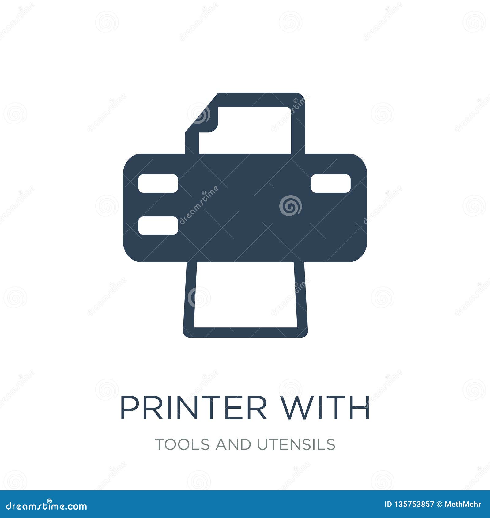 Printer with Print and Paper Sheets Icon in Trendy Design Style ...