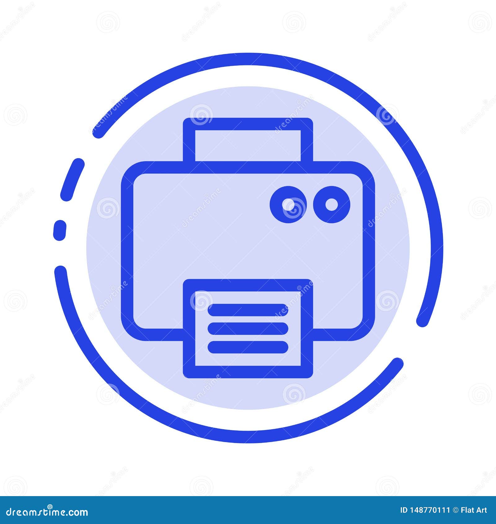 Printer, Print, Printed, Machine Blue Dotted Line Line Icon Stock ...