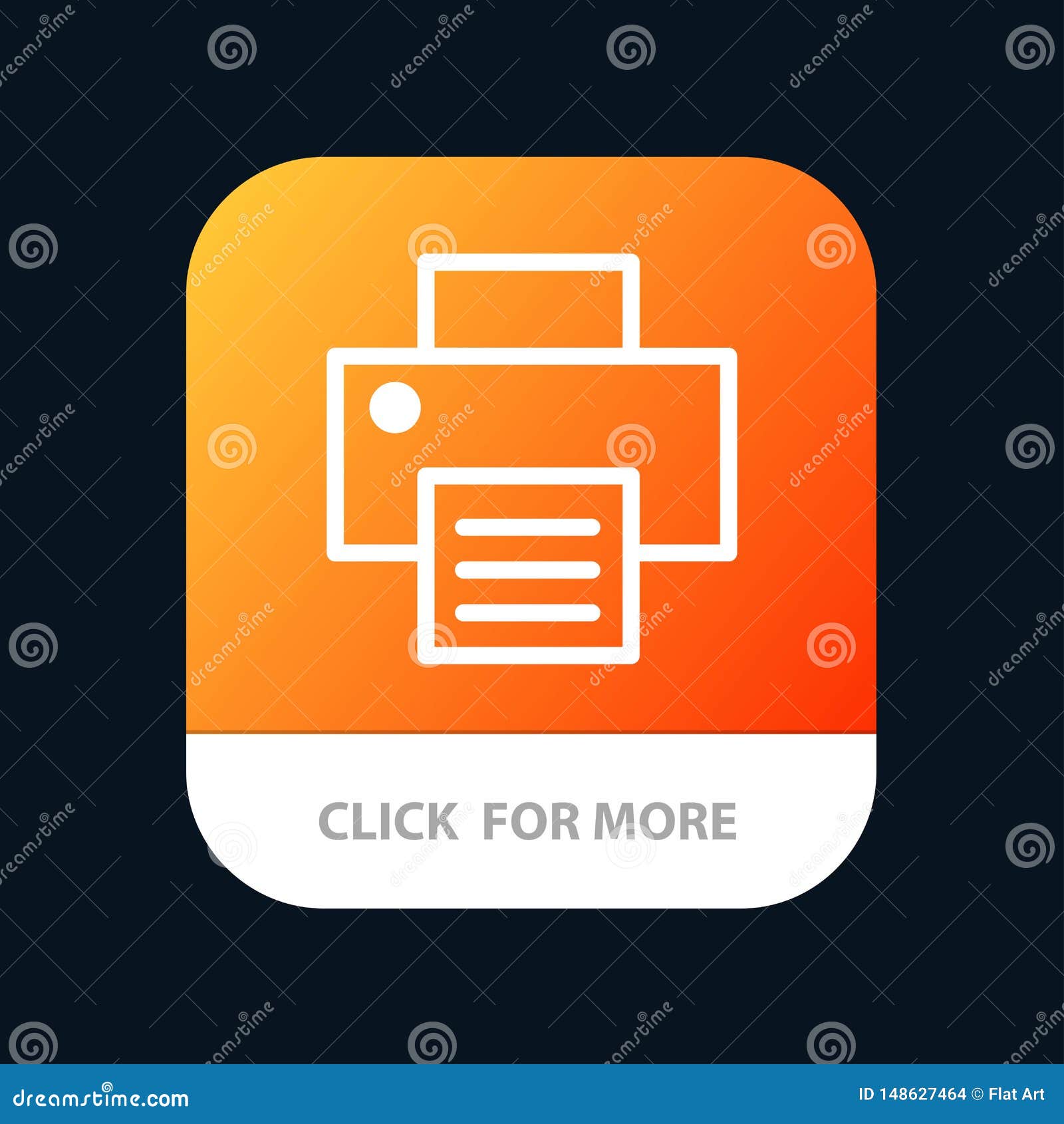 Printer, Print, Printing Mobile App Button. Android and IOS Line ...
