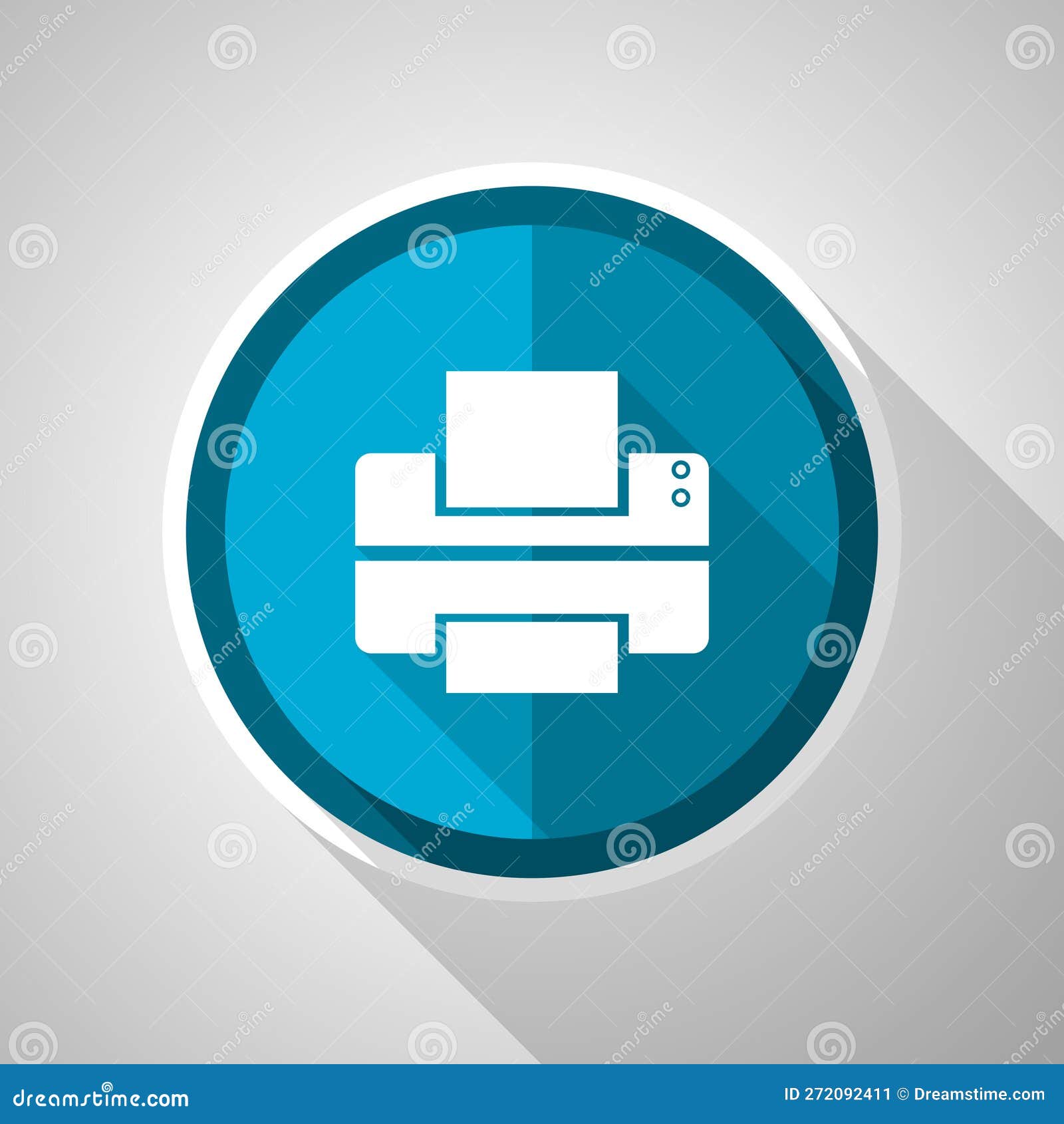 Printer, Print Symbol, Flat Design Vector Blue Icon with Long Shadow ...
