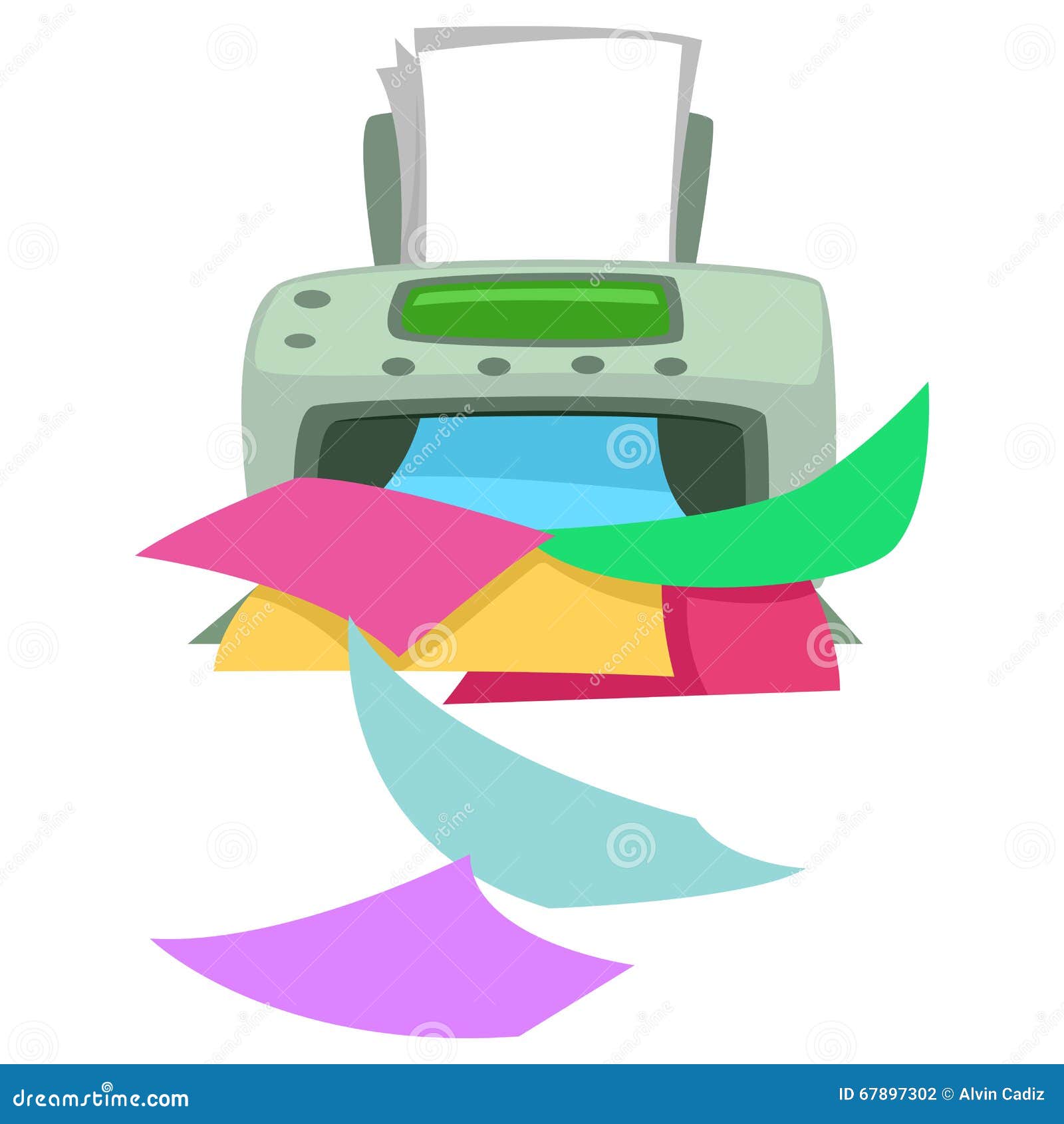 Printer Printing Colorful Papers Stock Vector - Illustration of vector ...
