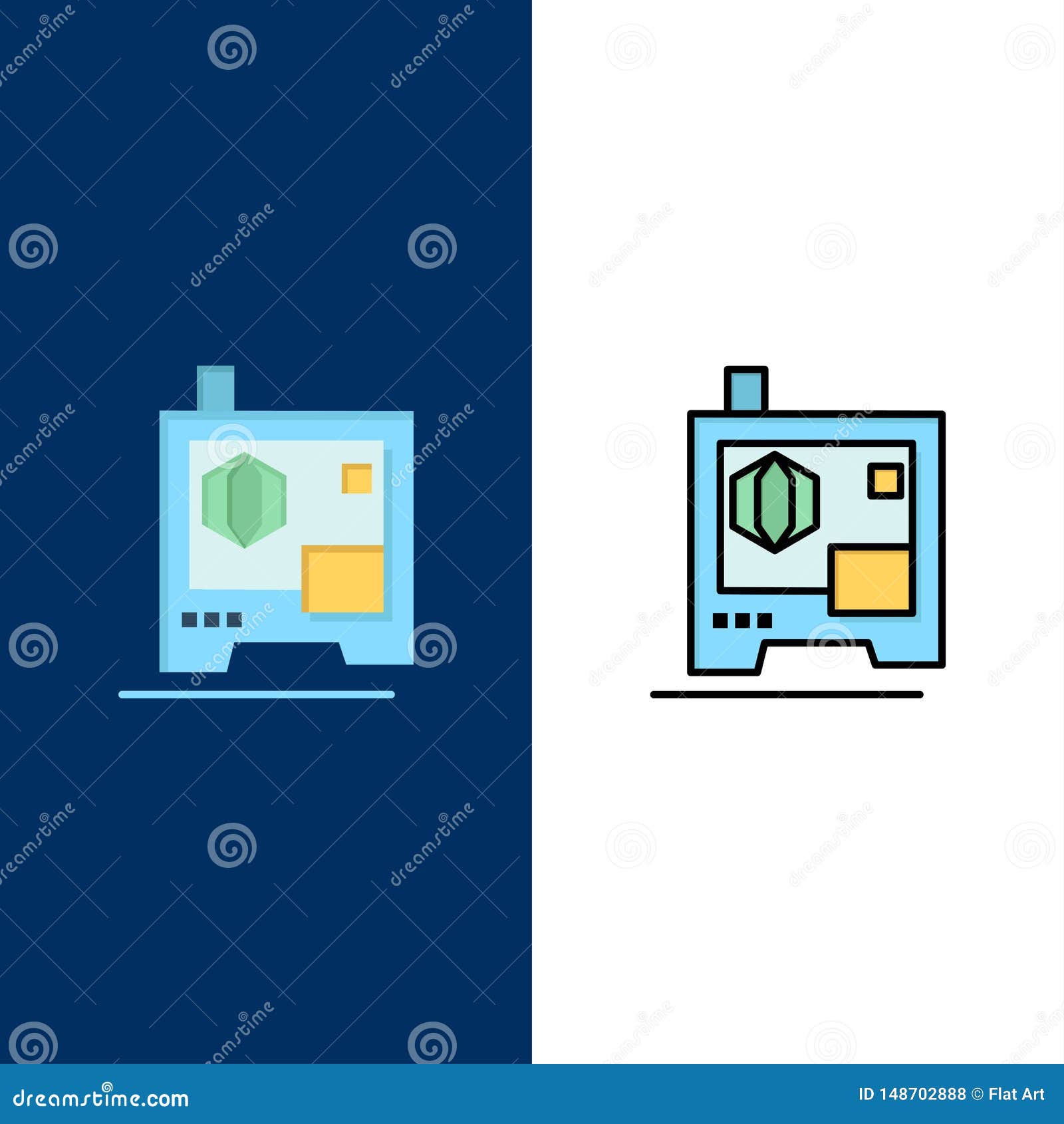Printer, Printing, 3d, Scanner Icons. Flat and Line Filled Icon Set ...