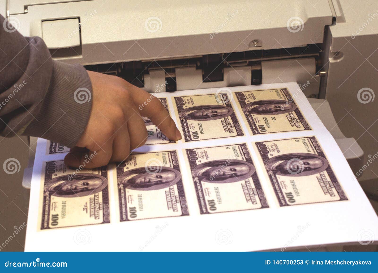 Printer Printing Fake Dollar Bills Isolated on White Stock Image ...