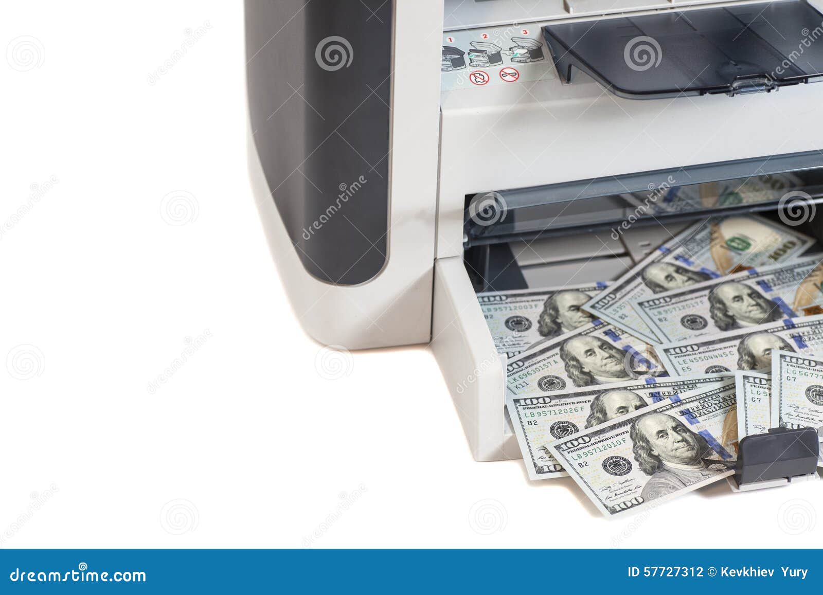 Printer Printing Fake Dollar Bills Stock Photo - Image of closeup ...