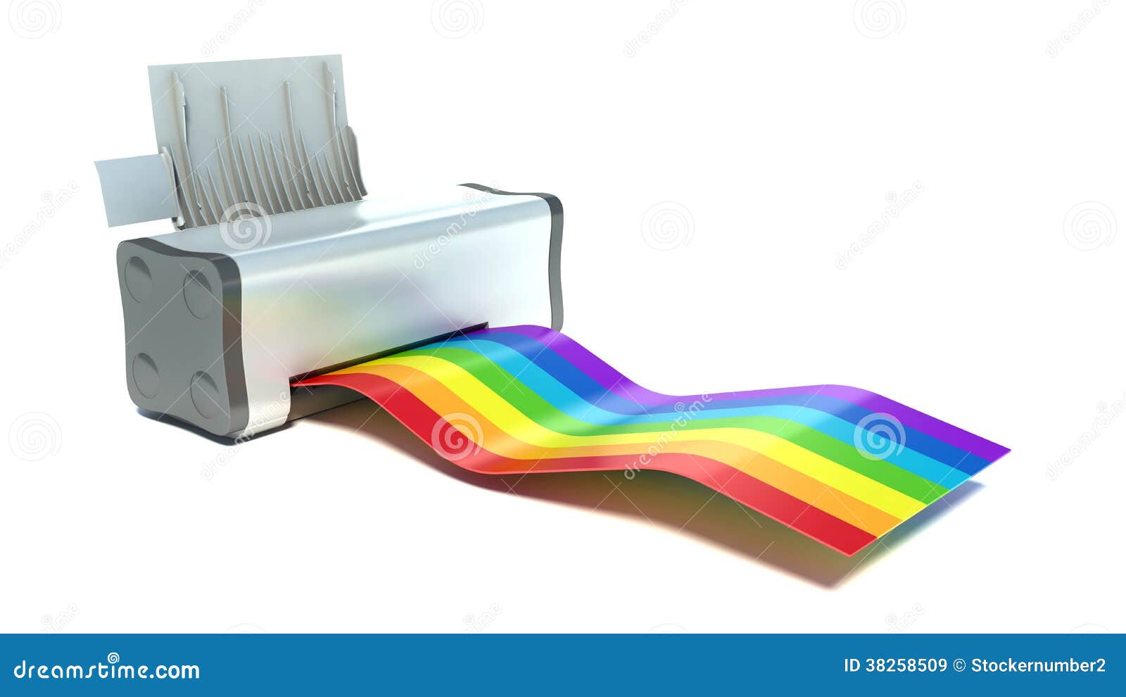 Printer and rainbow stock illustration. Illustration of liquid - 38258509