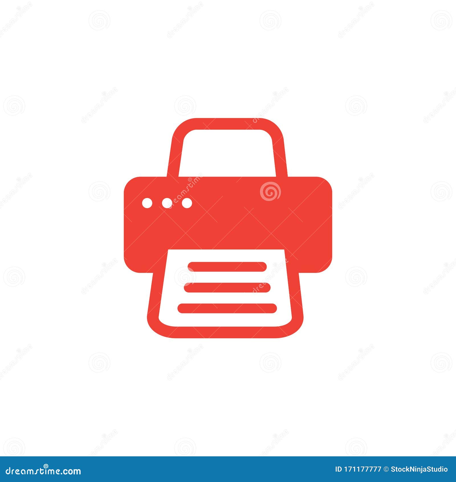 Printer Red Icon on White Background. Red Flat Style Vector ...