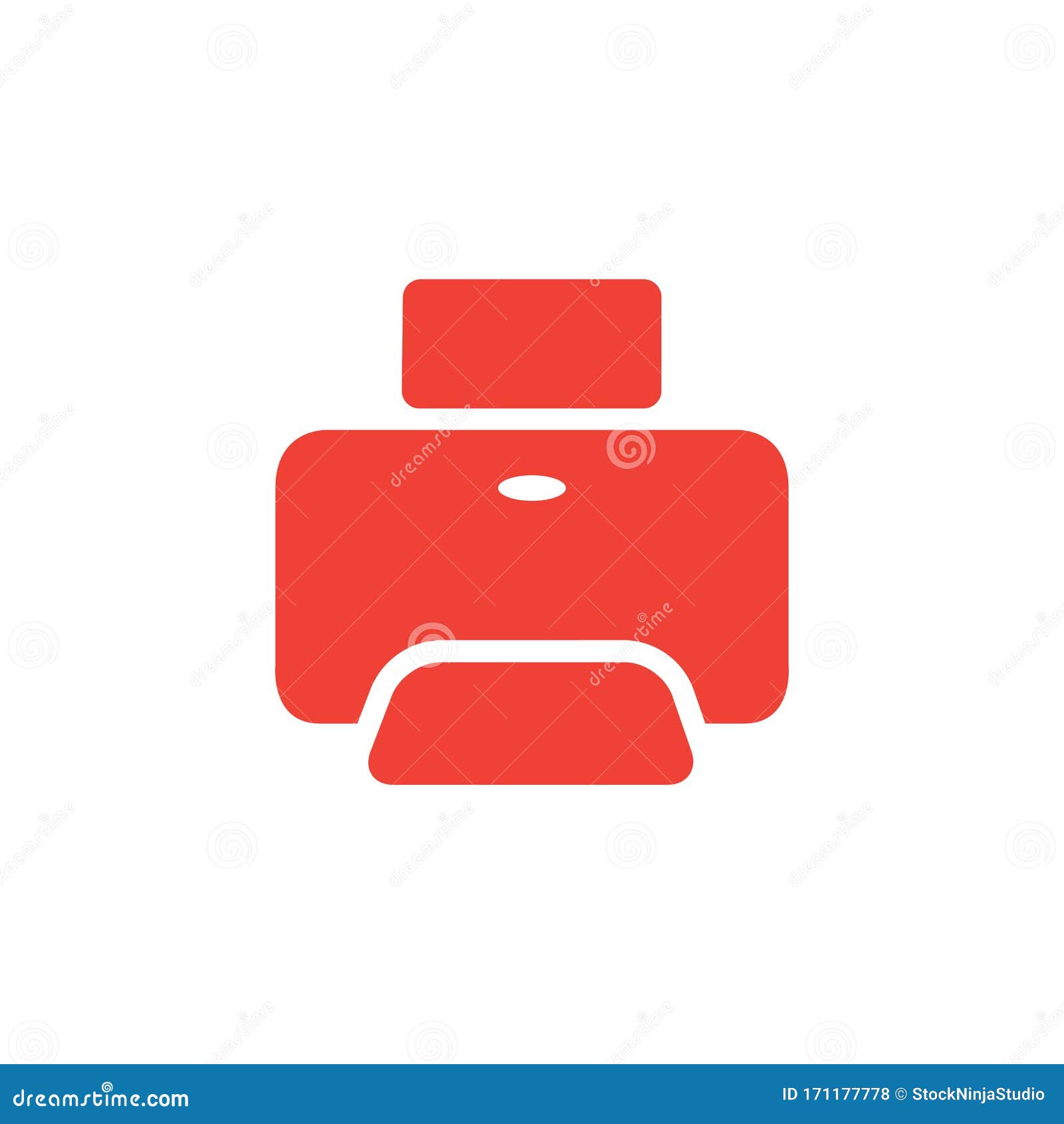 Printer Red Icon on White Background. Red Flat Style Vector ...