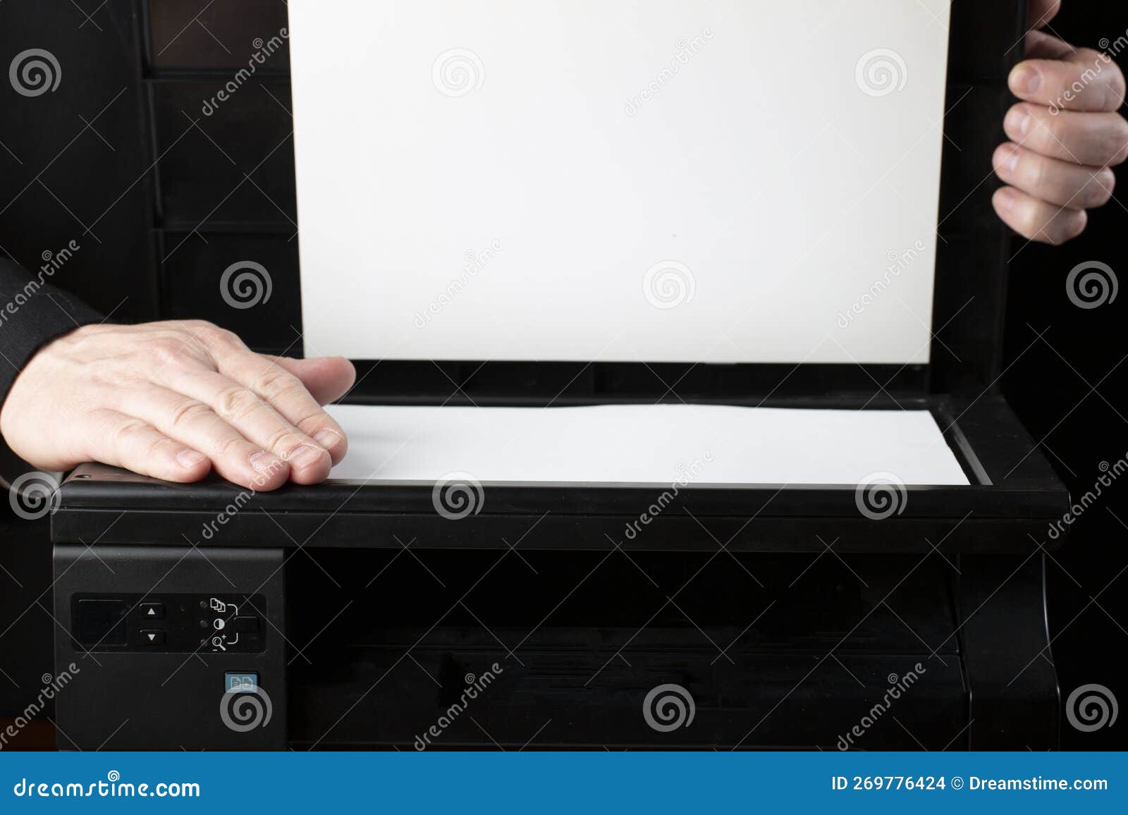 Printer and Scanner on a Dark Background.Combo Stock Photo - Image of ...
