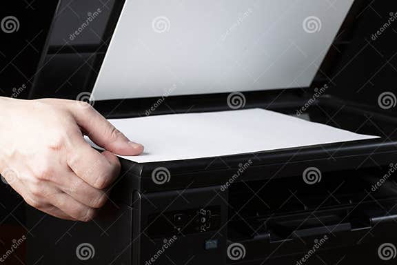 Printer and Scanner on a Dark Background.Combo Stock Photo - Image of ...