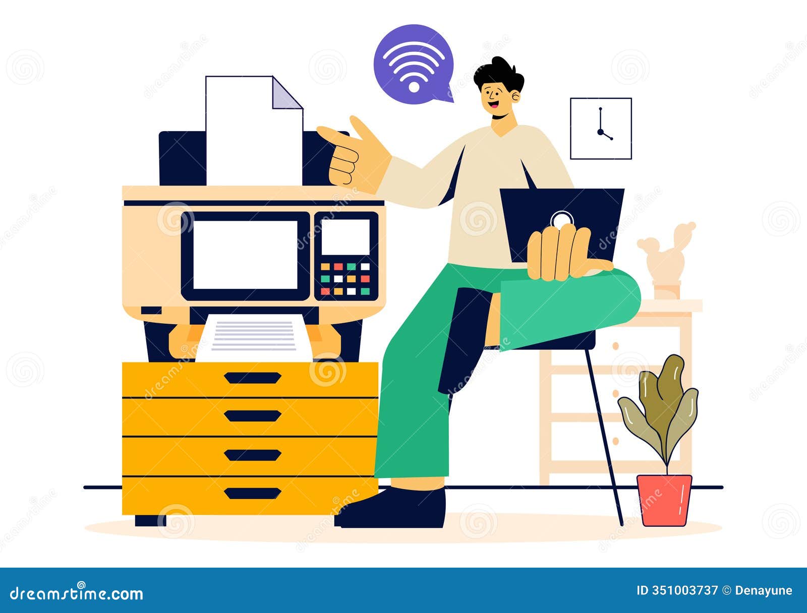 Printer Service Vector Illustration Featuring The Production Process At ...