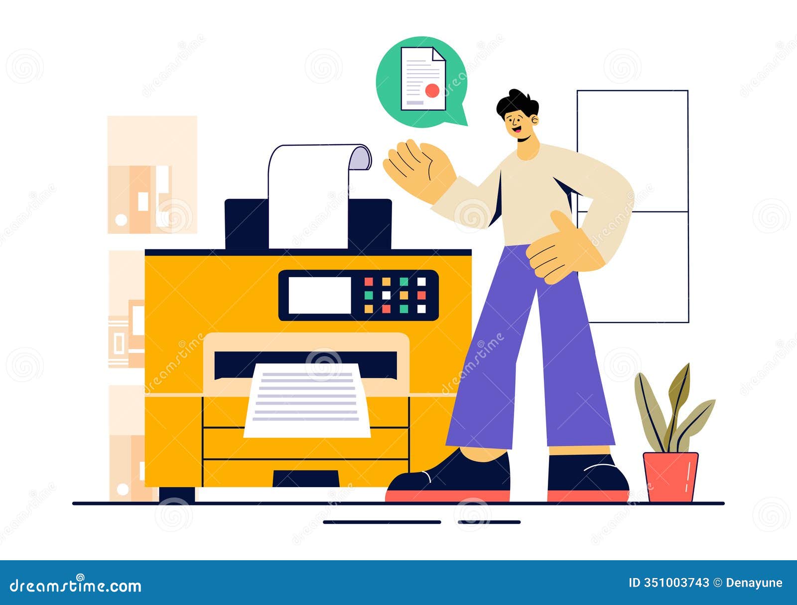 Printer Service Vector Illustration Featuring The Production Process At ...