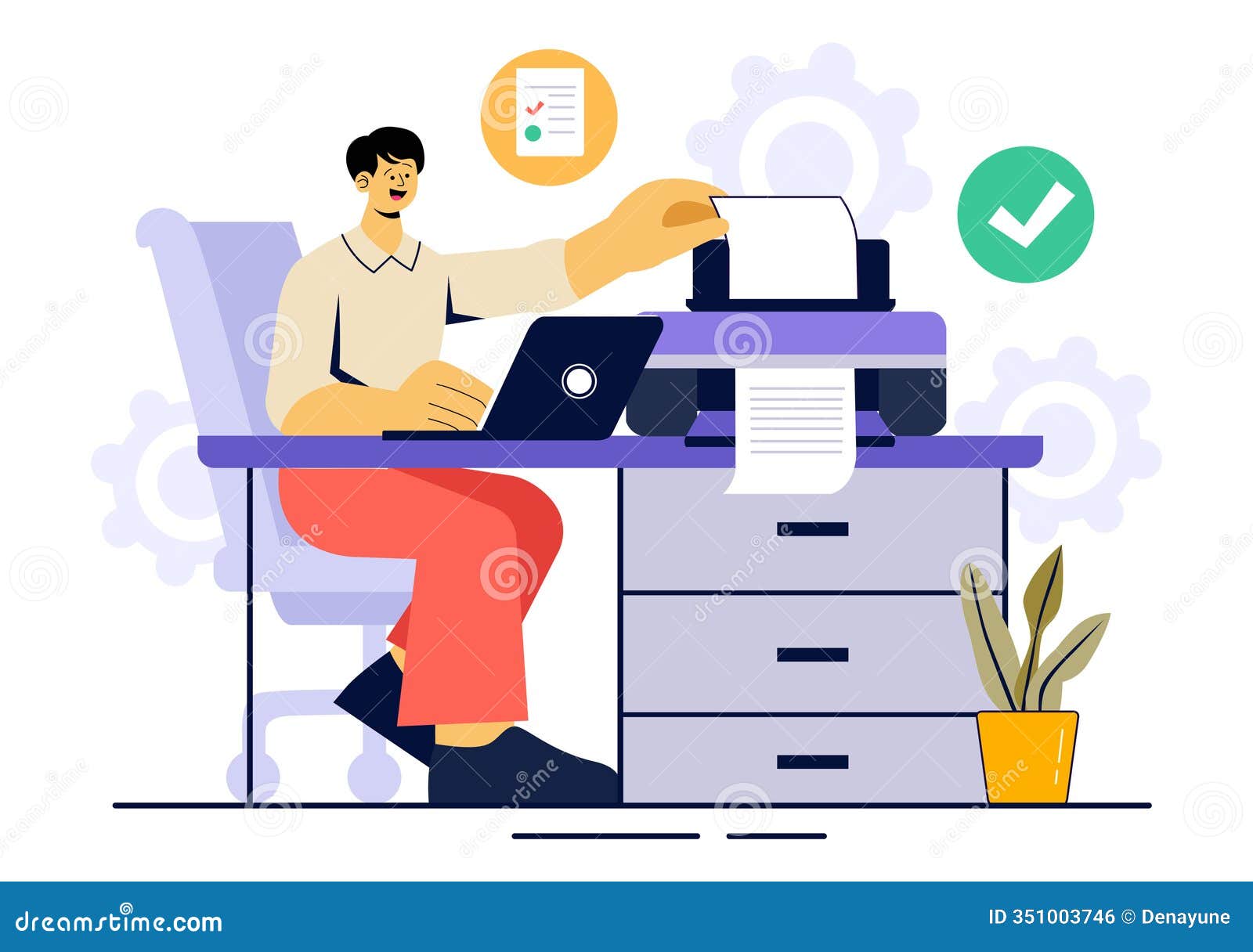 Printer Service Vector Illustration Featuring the Production Process at ...