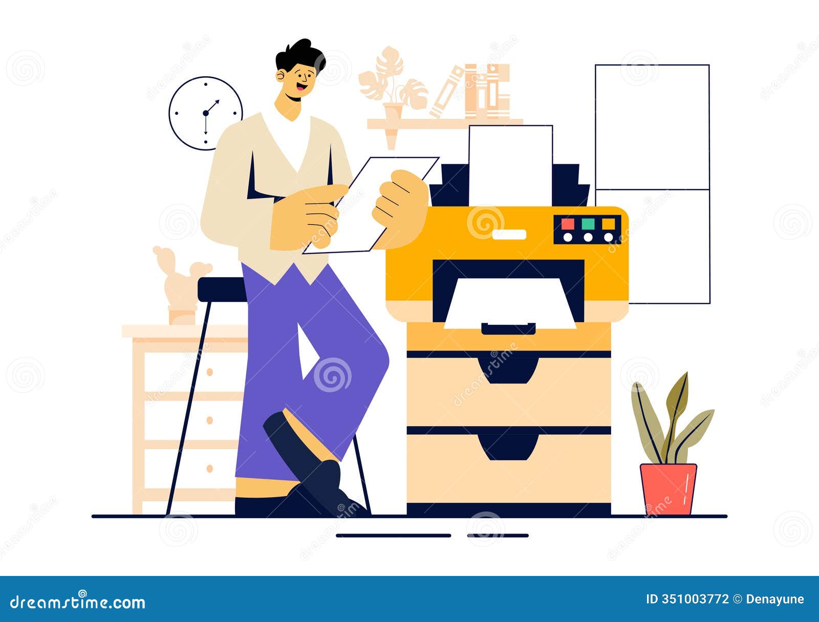Printer Service Vector Illustration Featuring The Production Process At ...