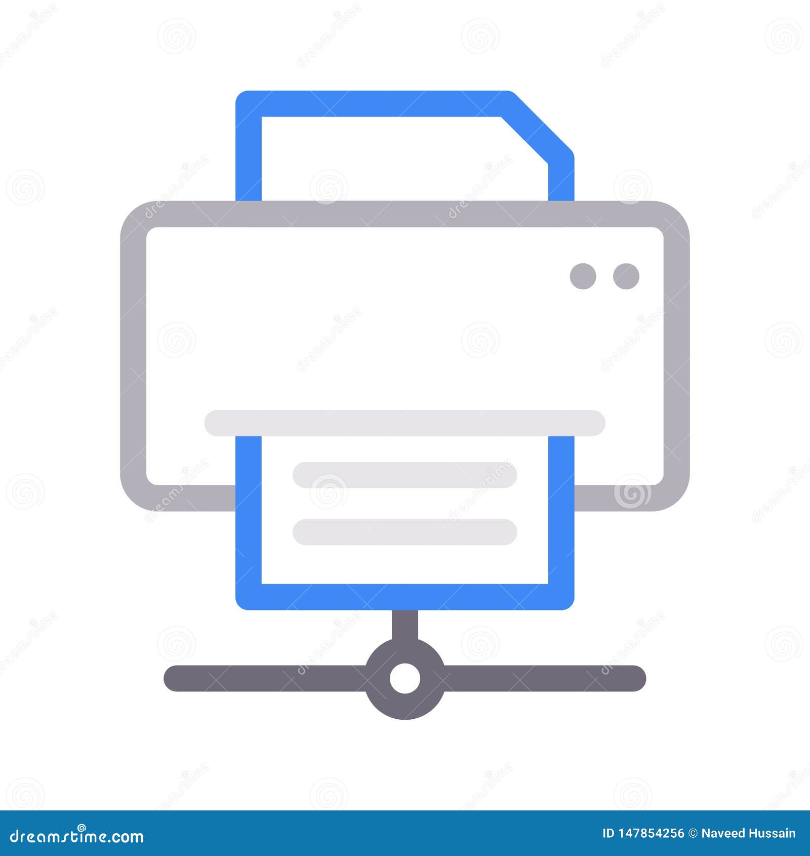 Printer Sharing Thin Color Line Vector Icon Stock Vector - Illustration ...