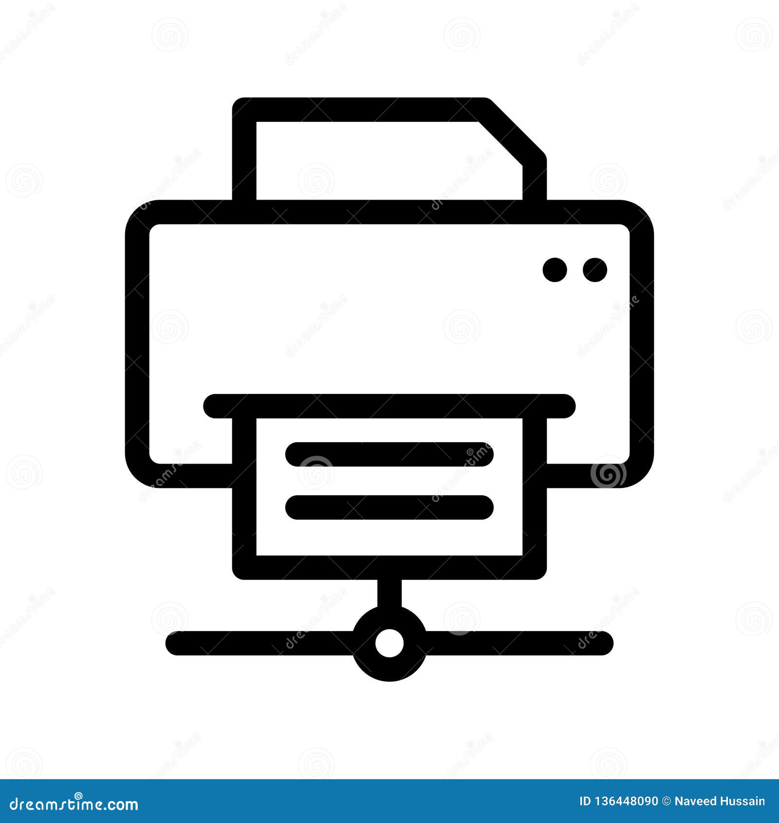 Printer Sharing Vector Line Icon Stock Vector - Illustration of pack ...