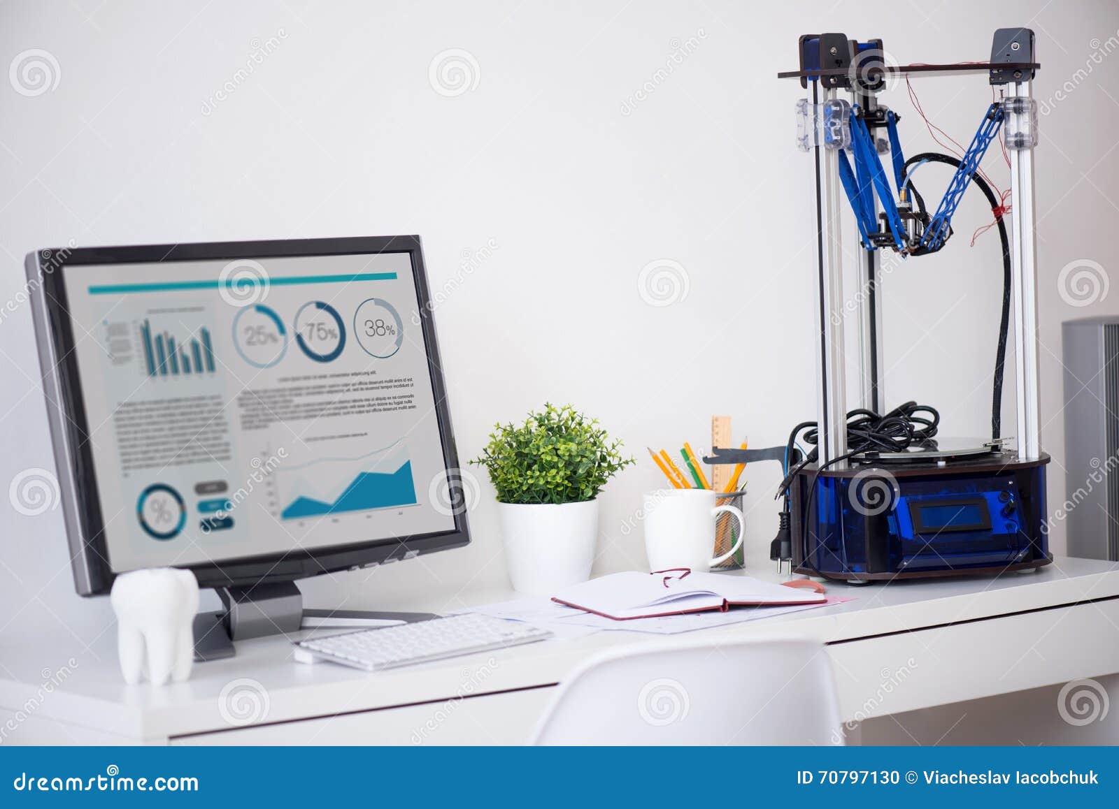 Printer Standing Near Computer Stock Photo - Image of plastic, notebook ...