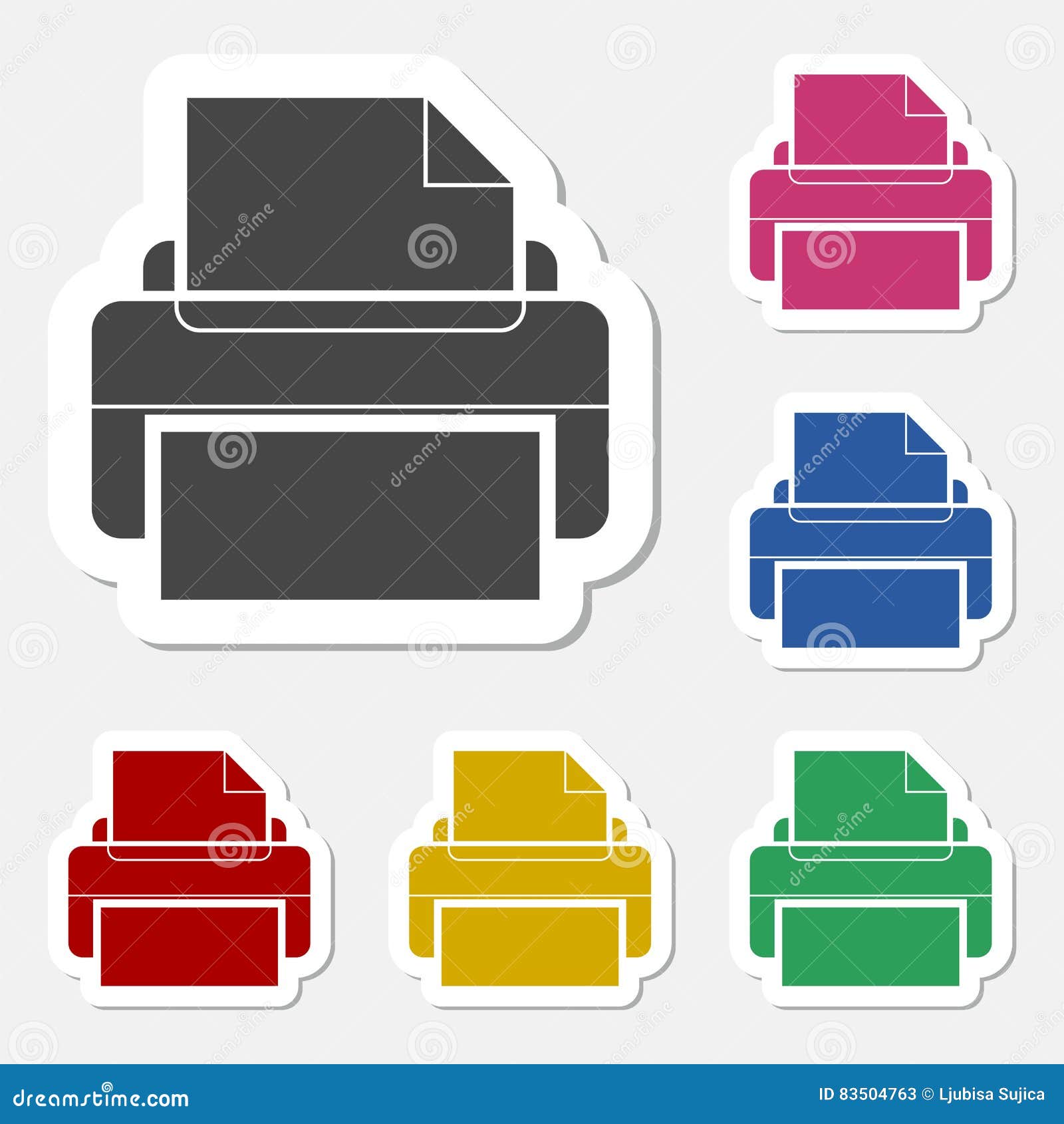 Printer Sticker set stock vector. Illustration of machine - 83504763