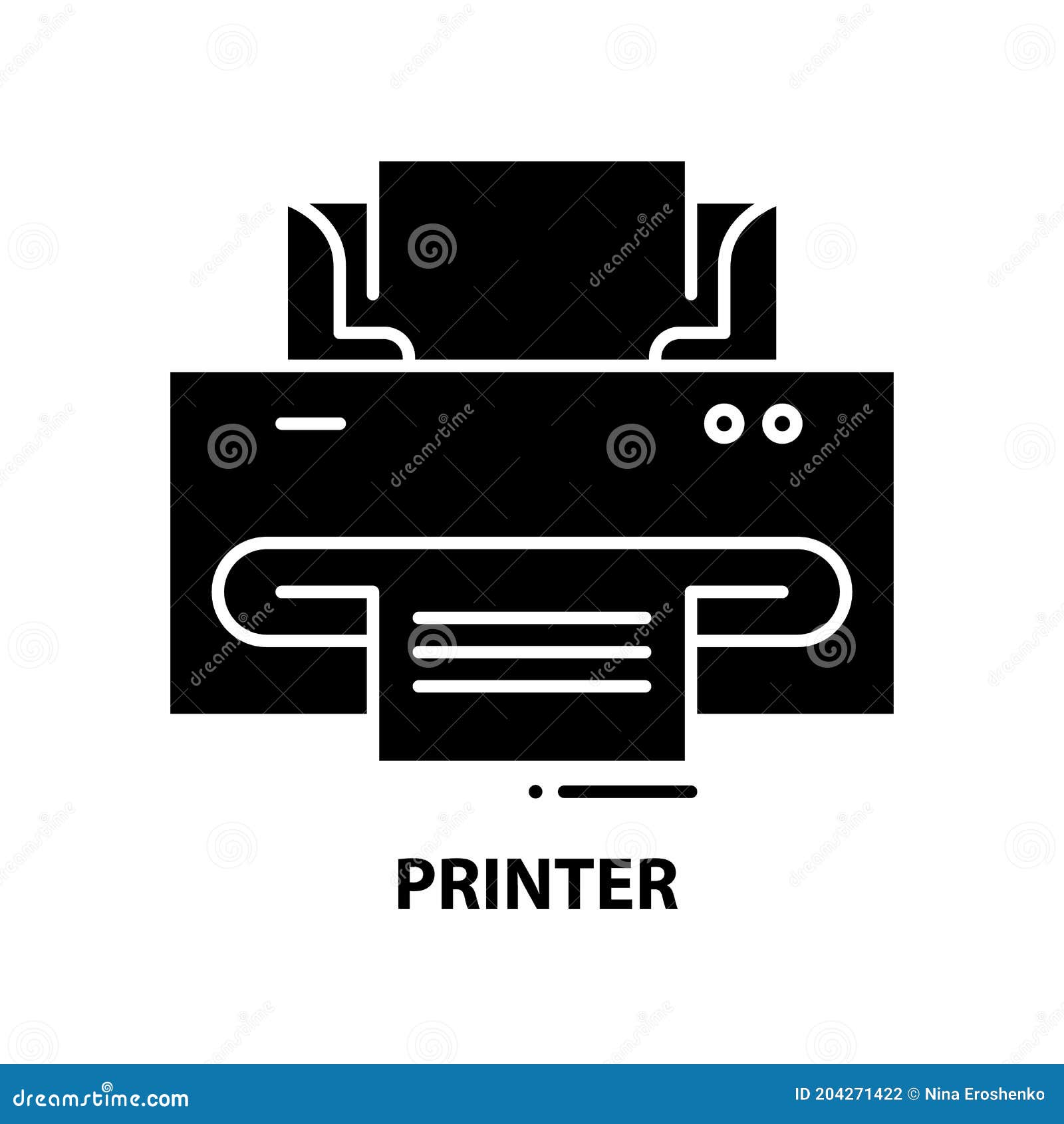 Printer Symbol Icon, Black Vector Sign with Editable Strokes, Concept ...