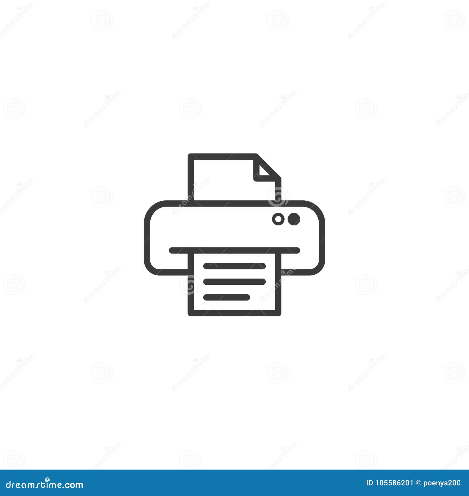 Printer Symbol Icon. Pixel Perfect Outline Line Style Template. Stock ...