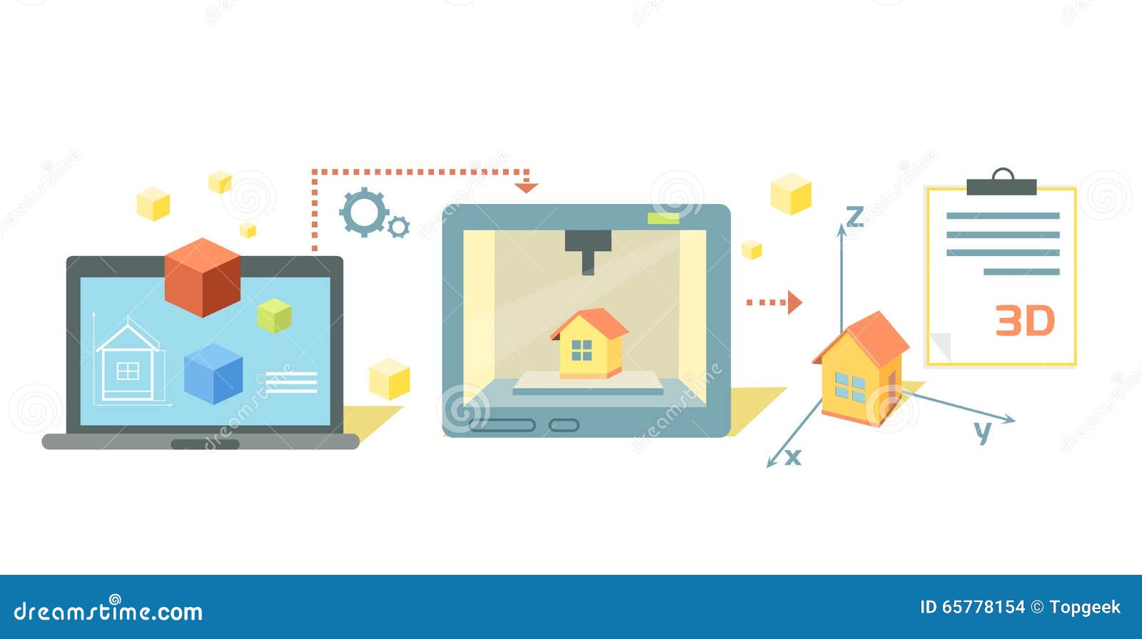 Printer Technology Icon Flat Design Stock Vector - Illustration of icon ...
