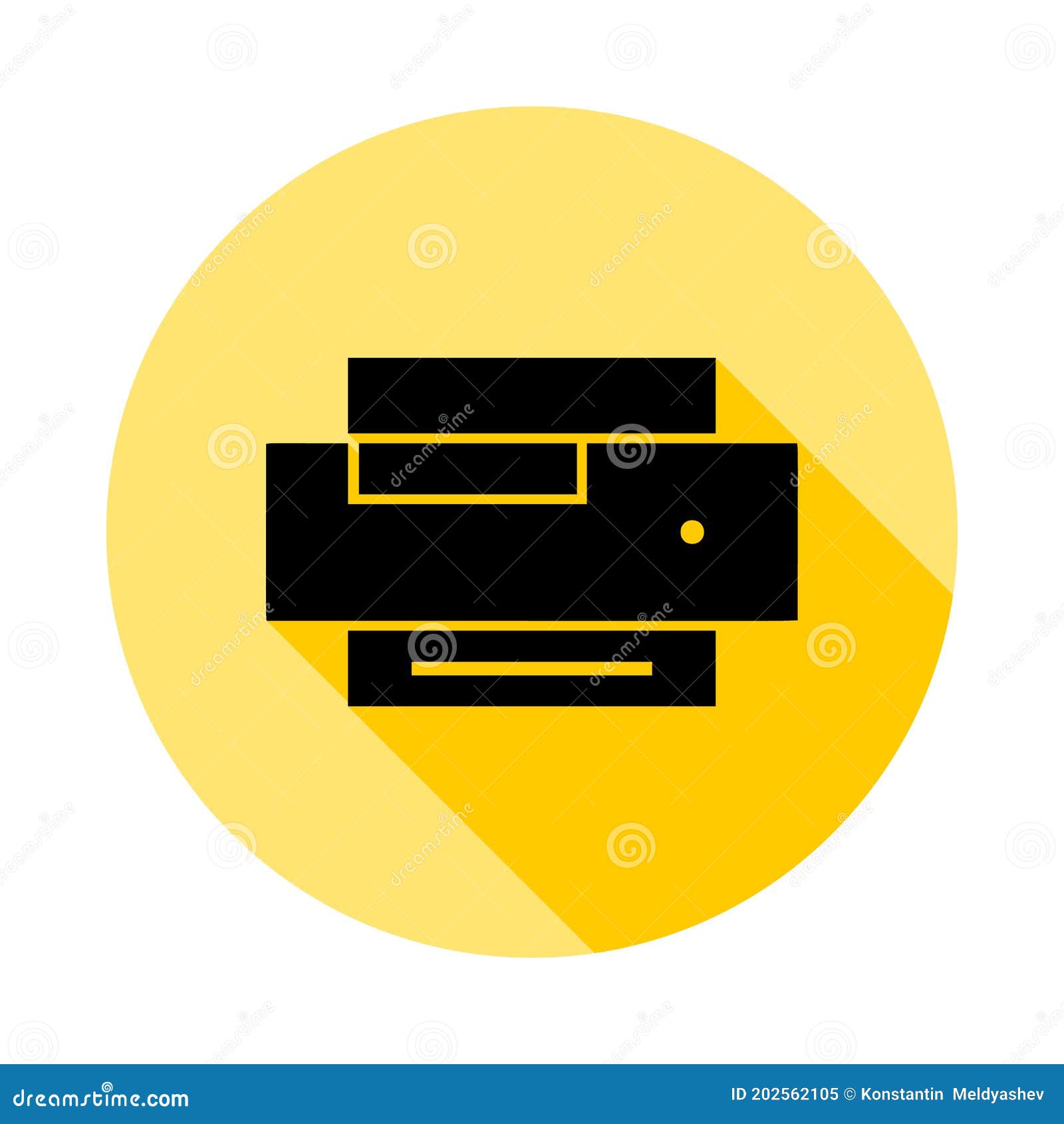 Printer, Text Outline Icon in Long Shadow Style Stock Illustration ...
