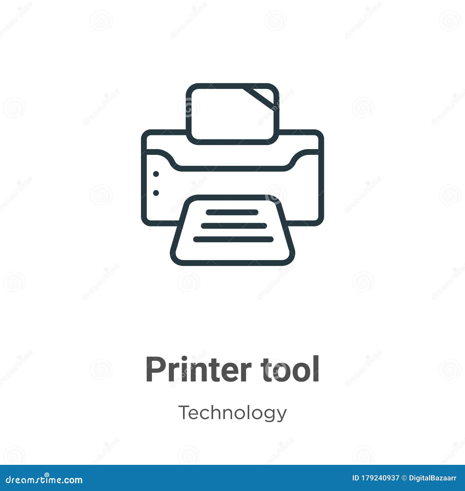 Printer Tool Outline Vector Icon. Thin Line Black Printer Tool Icon ...