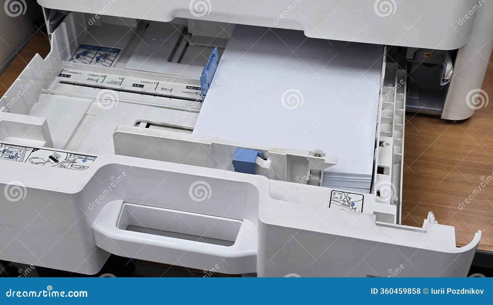 Printer Tray with Paper Loaded and Ready for Printing Stock Photo ...