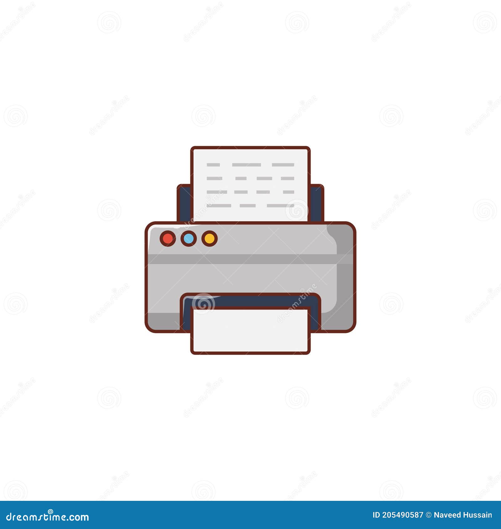 Printer Vector Line Flat Icon Stock Vector - Illustration of document ...