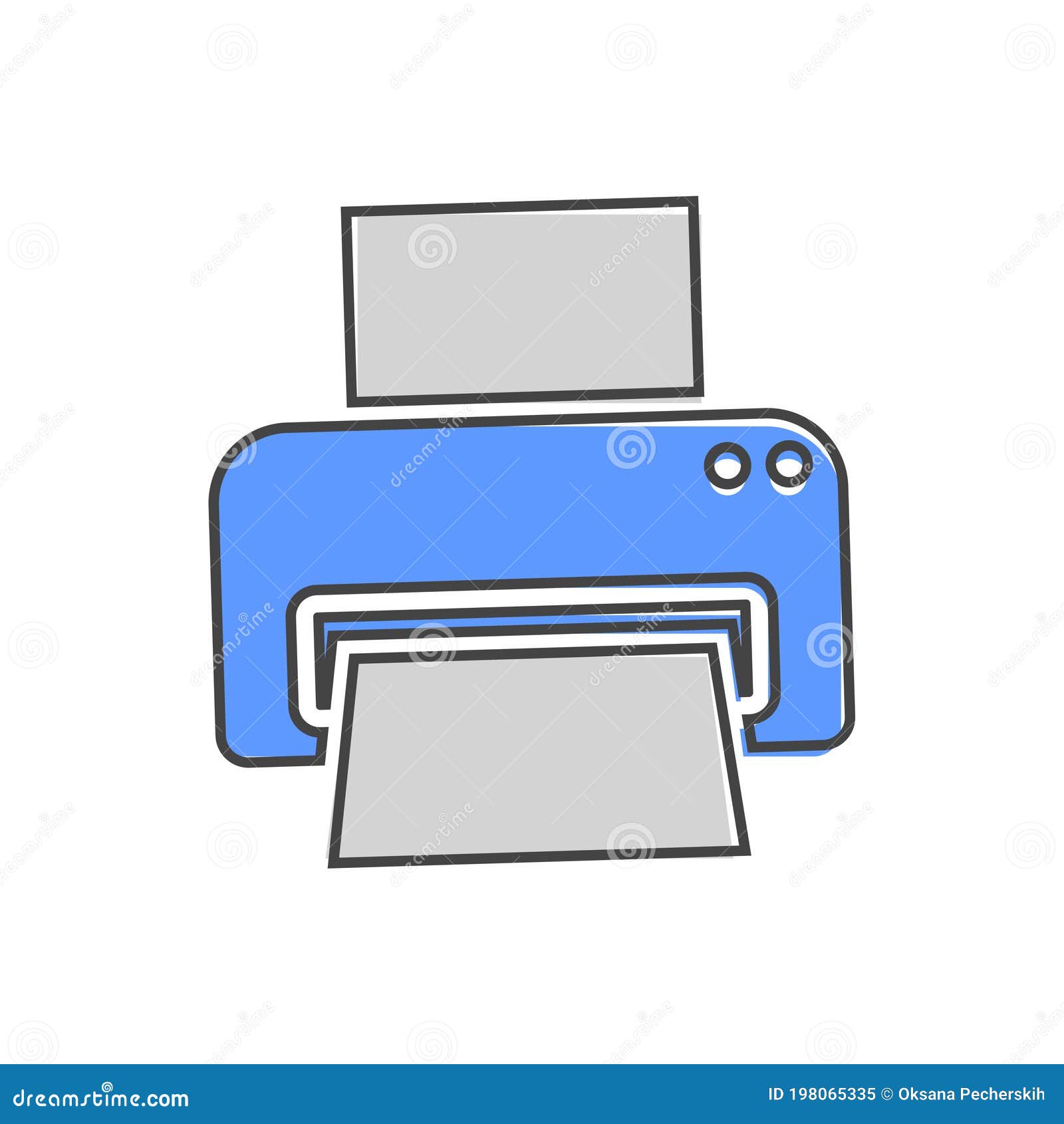 Printer Vector Icon Cartoon Style on White Isolated Background Stock ...