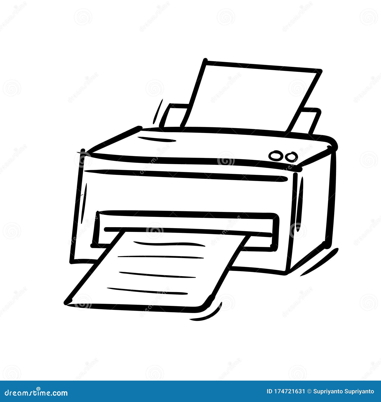 Printer Sketch Doodle Illustration School and Office Stock Illustration ...