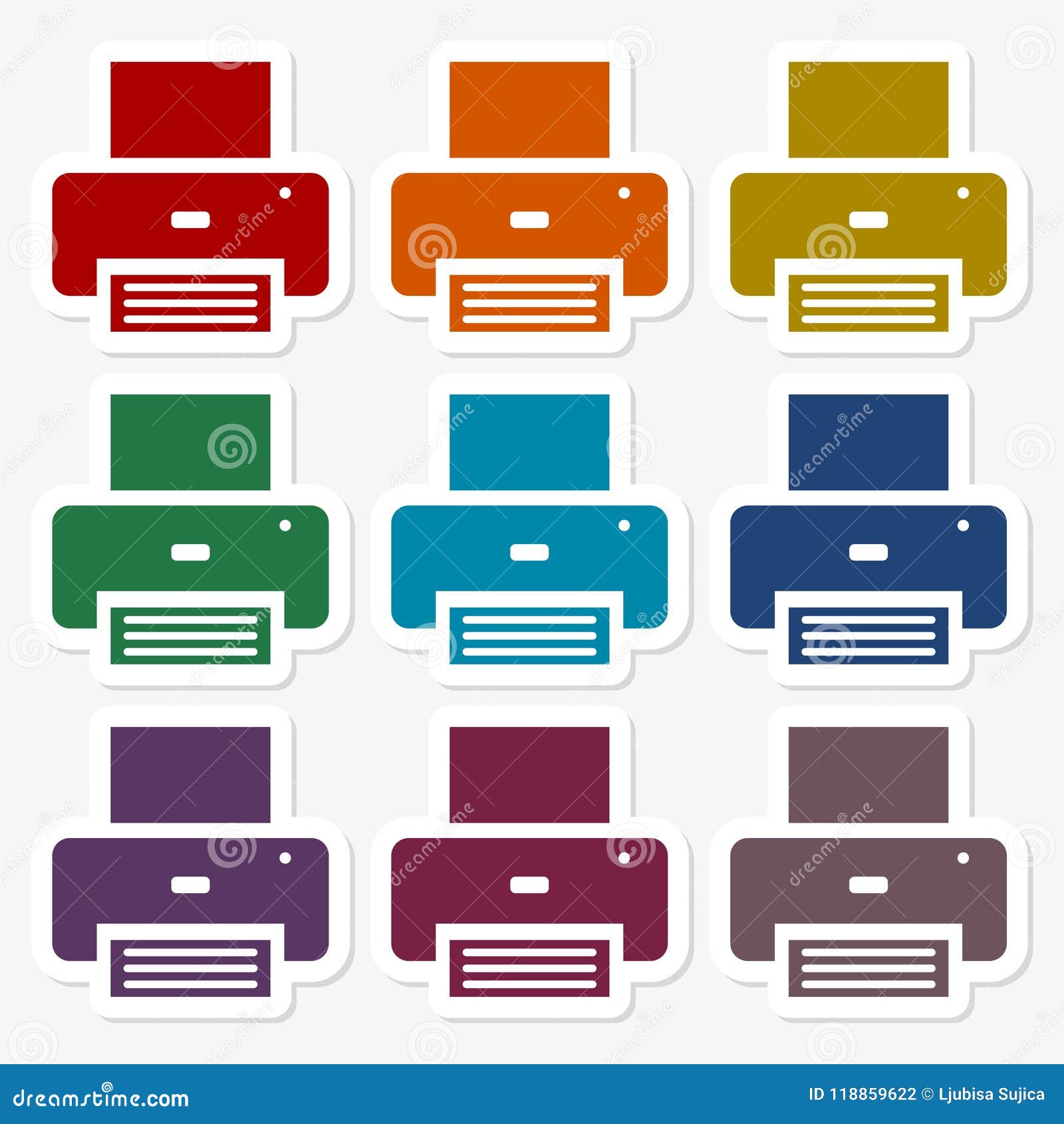 Printer - Vector Sticker Set Stock Vector - Illustration of internet ...