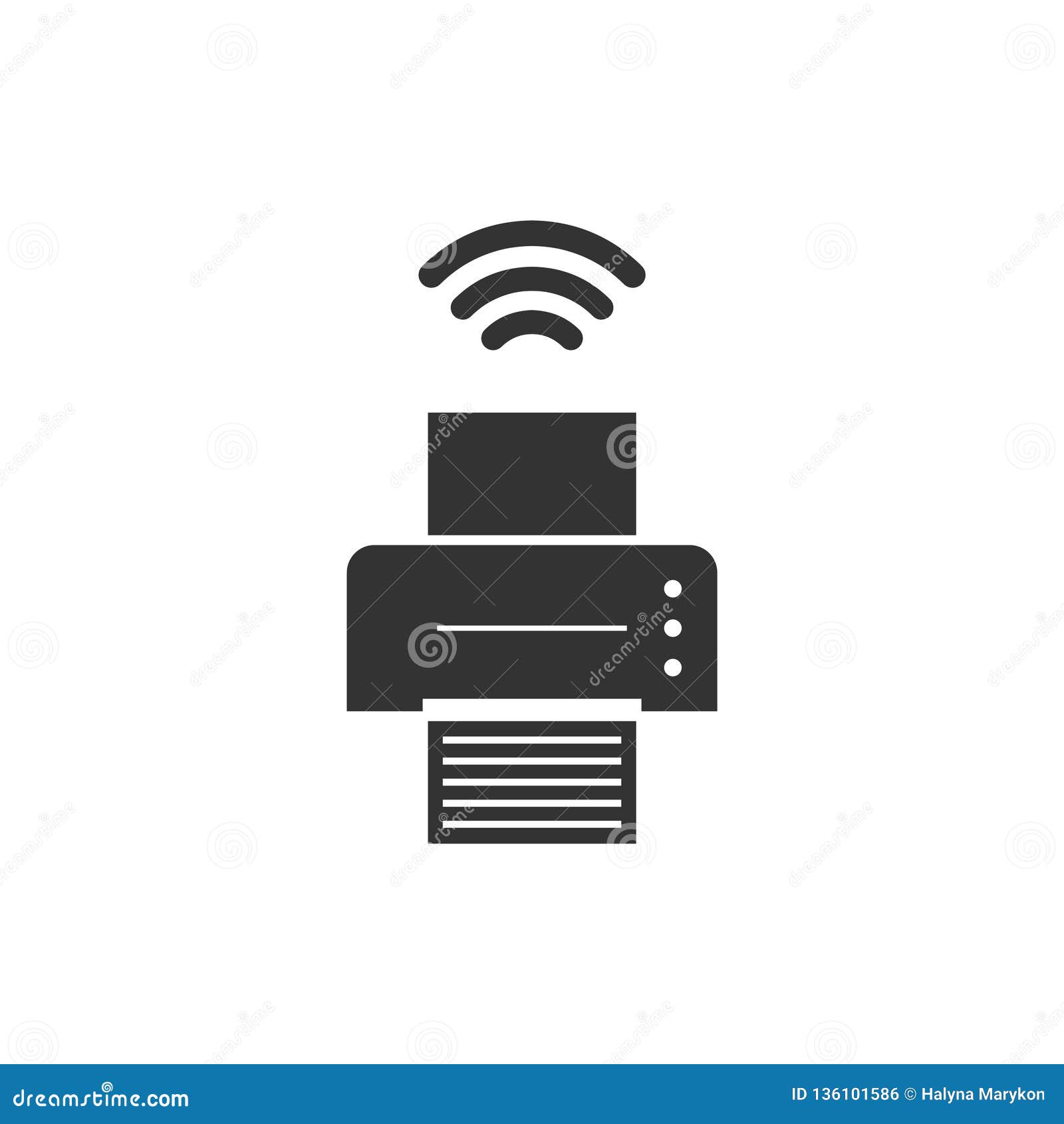 Printer with Wi-fi Connection Icon Flat Stock Vector - Illustration of ...